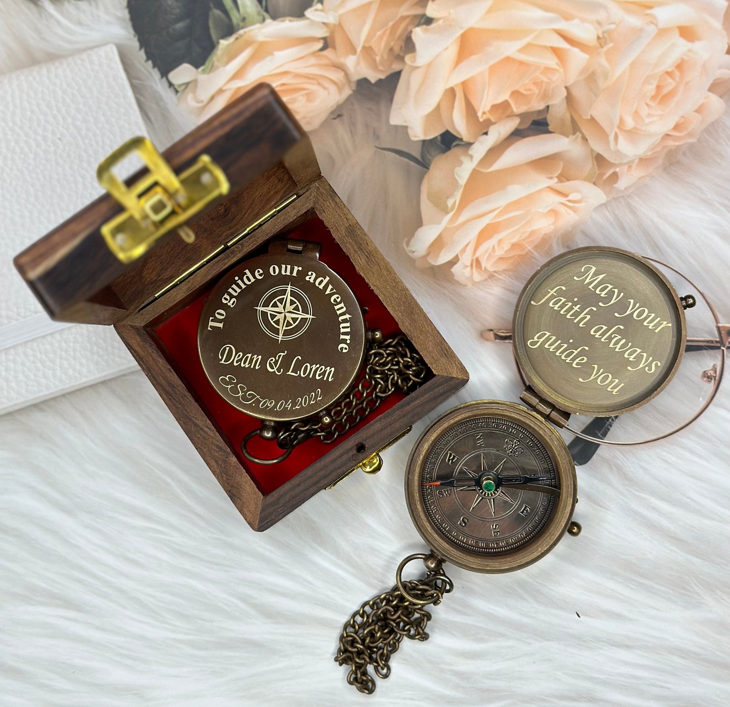 Engraved Personalized Compass, Wedding Gift Compass, Birthday Gift for ...