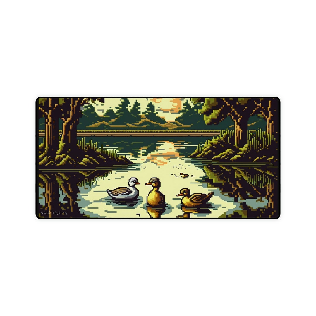 Digital Pixel Art Ducks Desk Mat - Etsy
