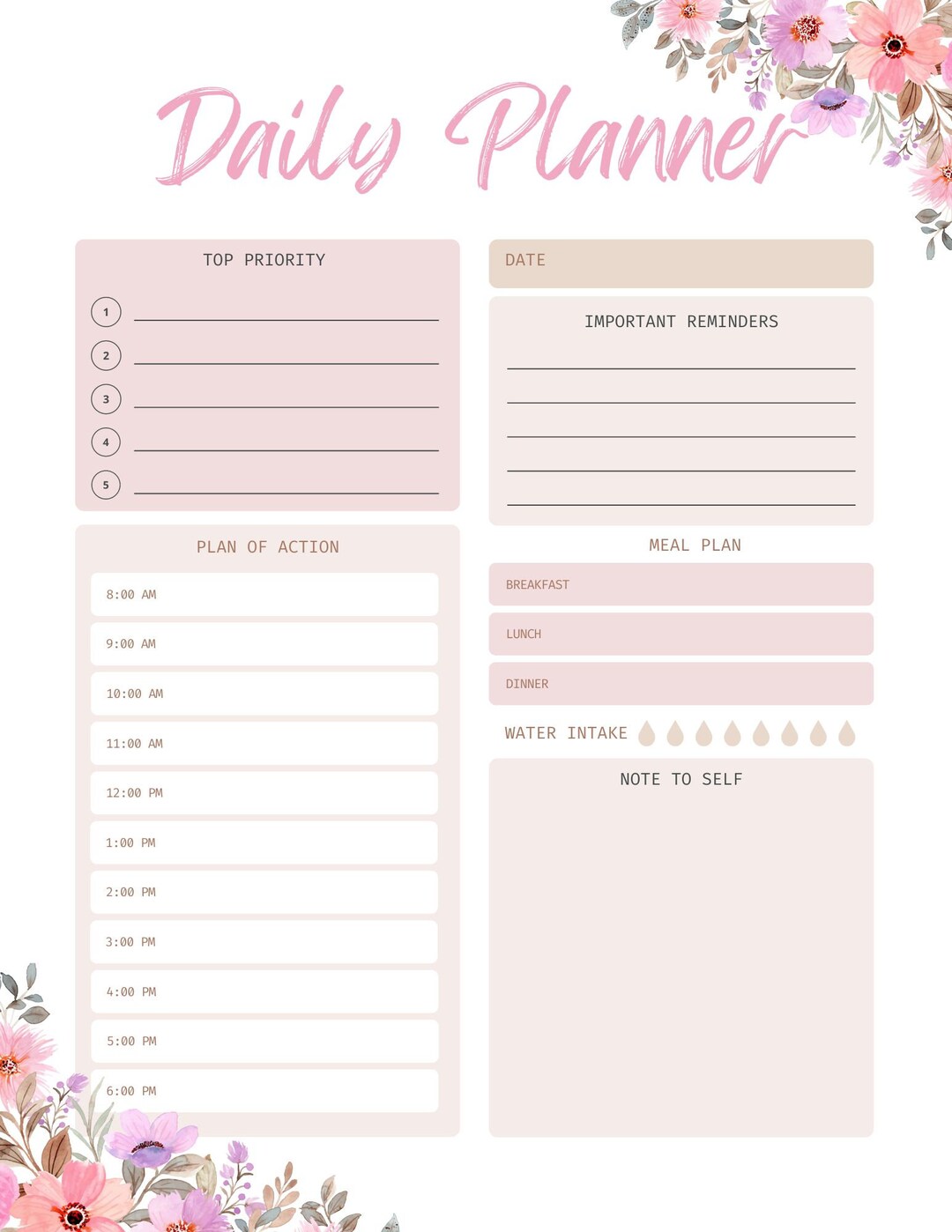 Printable Daily Planner - Etsy