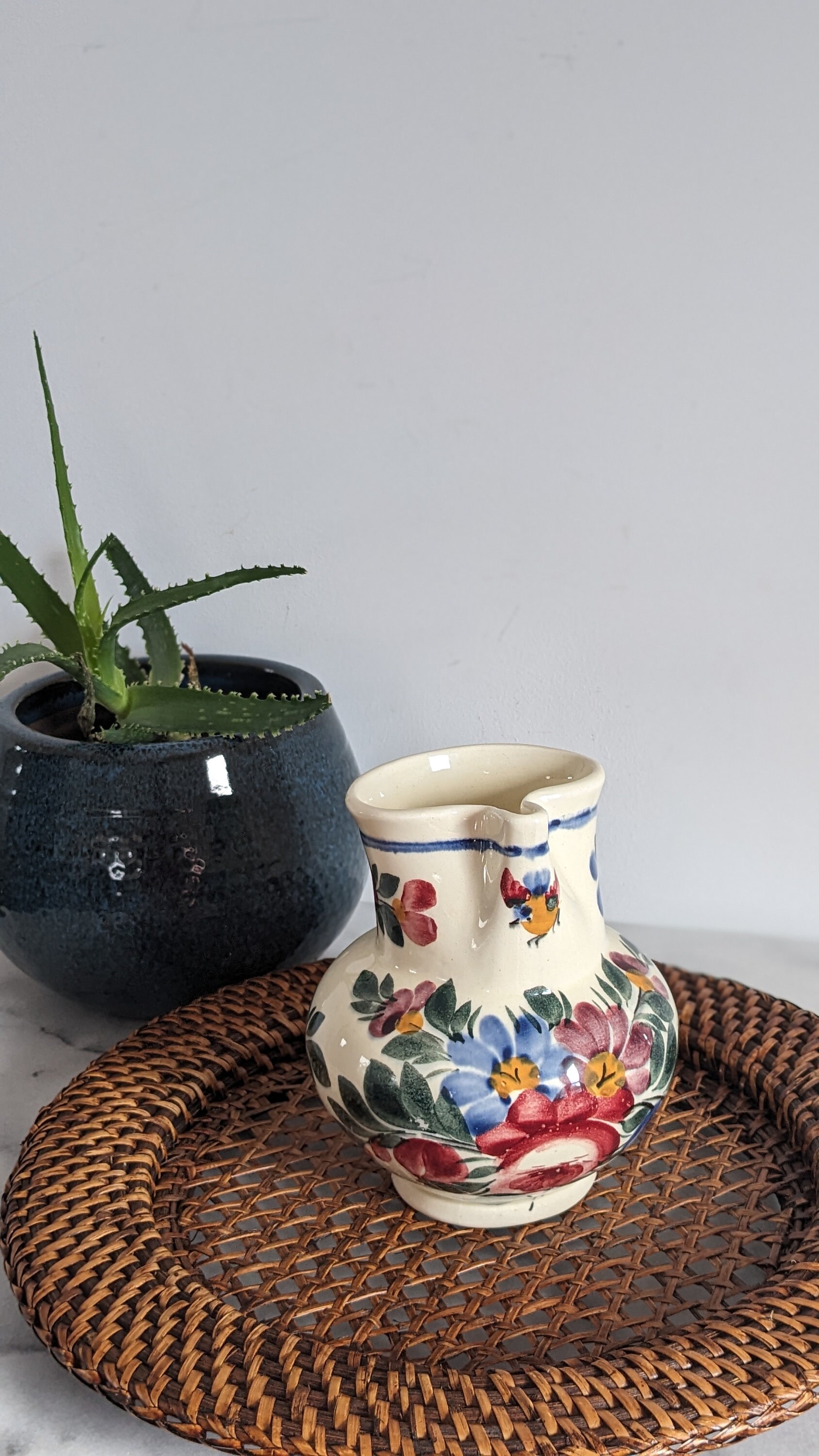 Vintage Ceramic Floral Pitcher, Ceramic Floral Jug, Small Floral ...