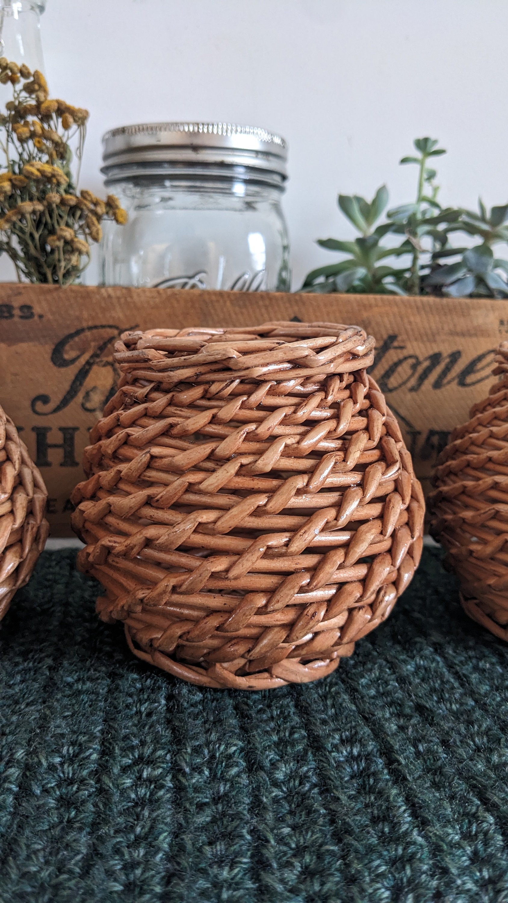 Set of 4 Small Wicker Baskets, Set of 4 Wicker Woven Baskets, Set of 4 ...