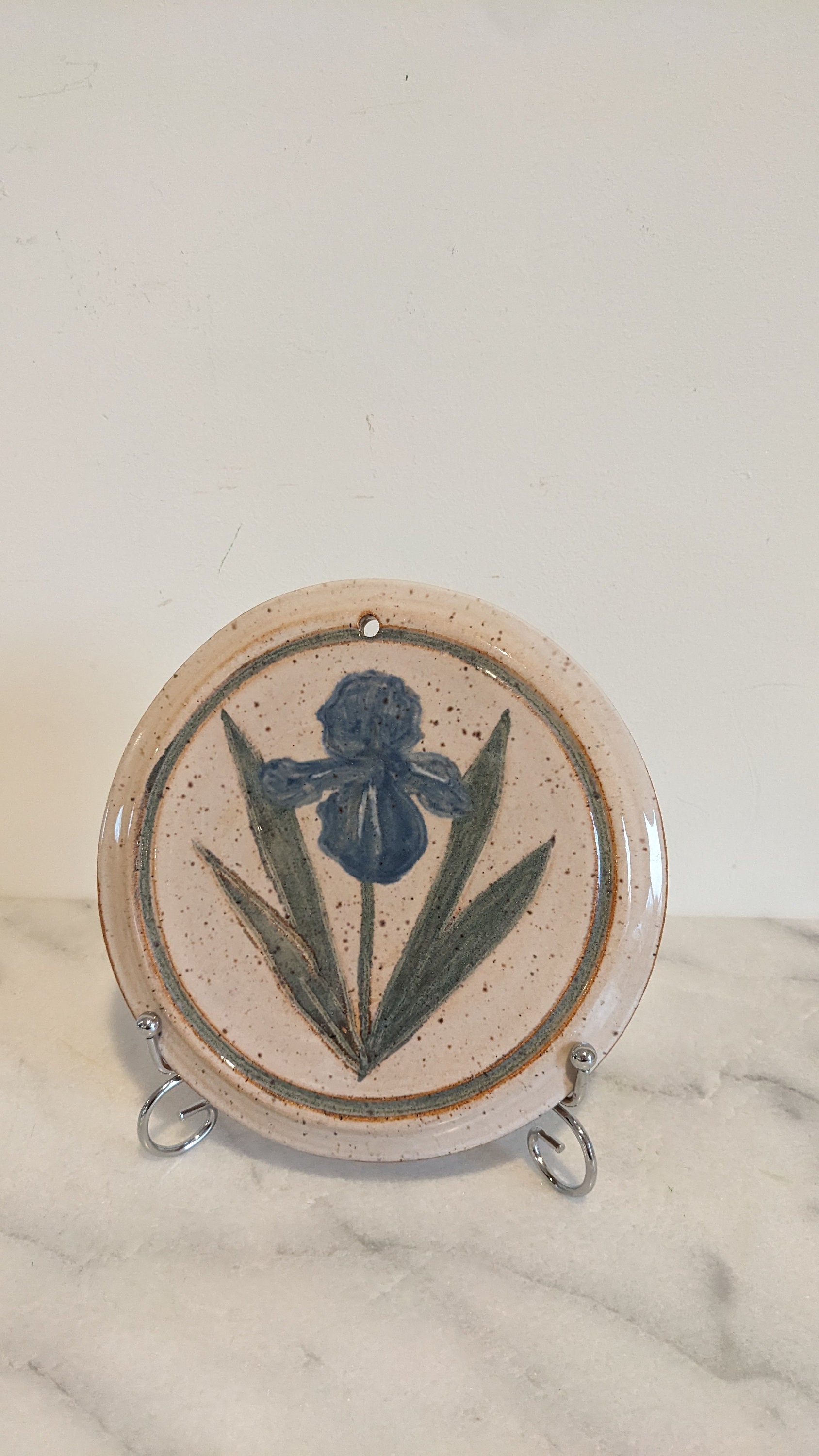 Ceramic Iris Wall Hanging, Ceramic Floral Wall Hanging, Ceramic Iris ...