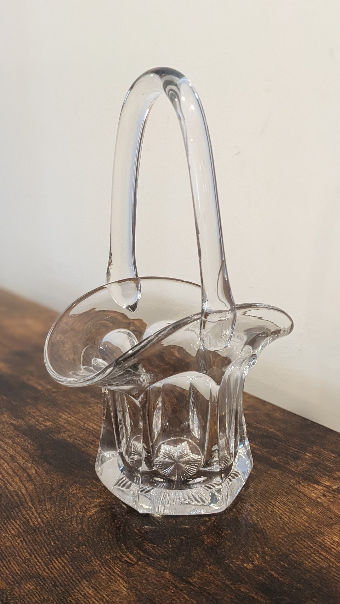 Vintage Glass Bridal Basket, Vintage Glass Basket With Handle, Glass ...