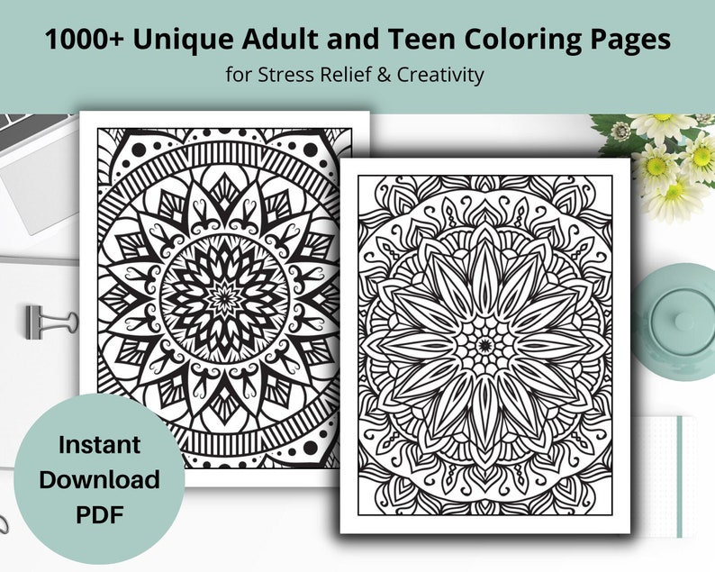 1000+ Unique Adult and Teen Coloring Pages - Instant Download Pdfs for ...