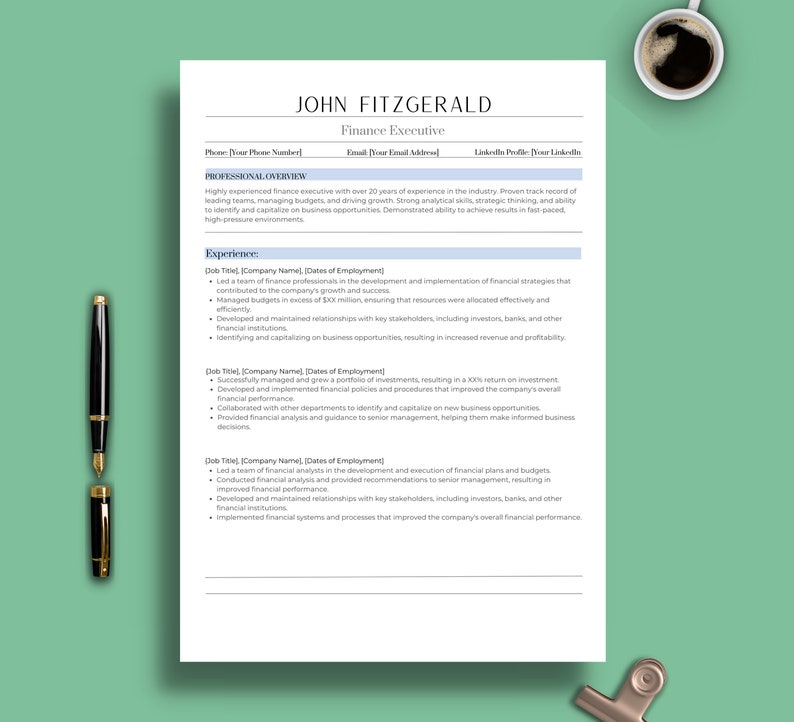 Resume Template Word, ATS, Pages, Google Docs, Minimalist ATS CV ...
