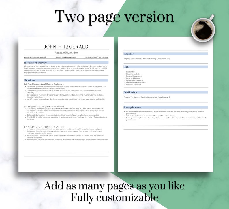 Resume Template Word, ATS, Pages, Google Docs, Minimalist ATS CV ...