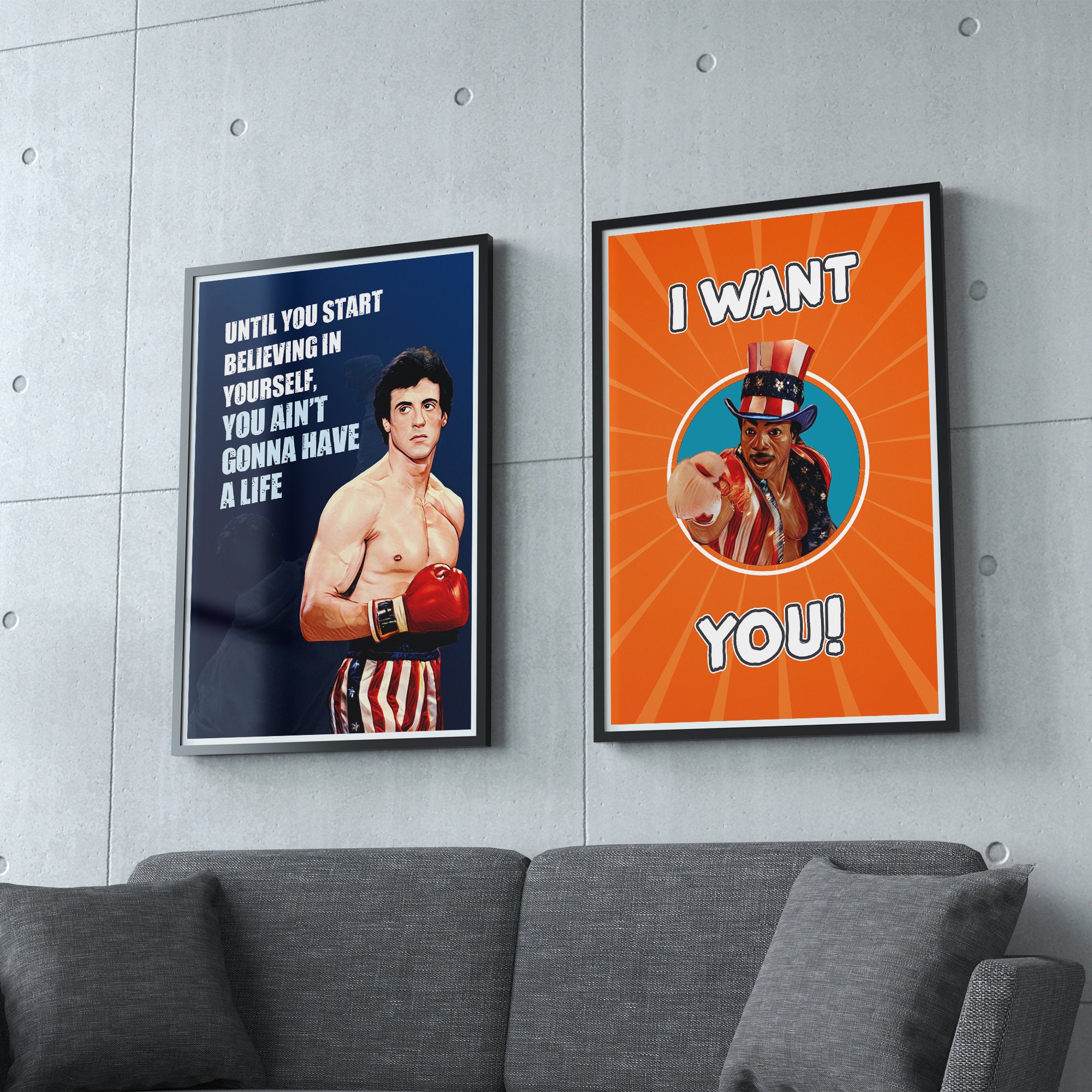 Movie Poster Drawing Rocky Poster Wall Art Print Gift Idea Custom Movie ...