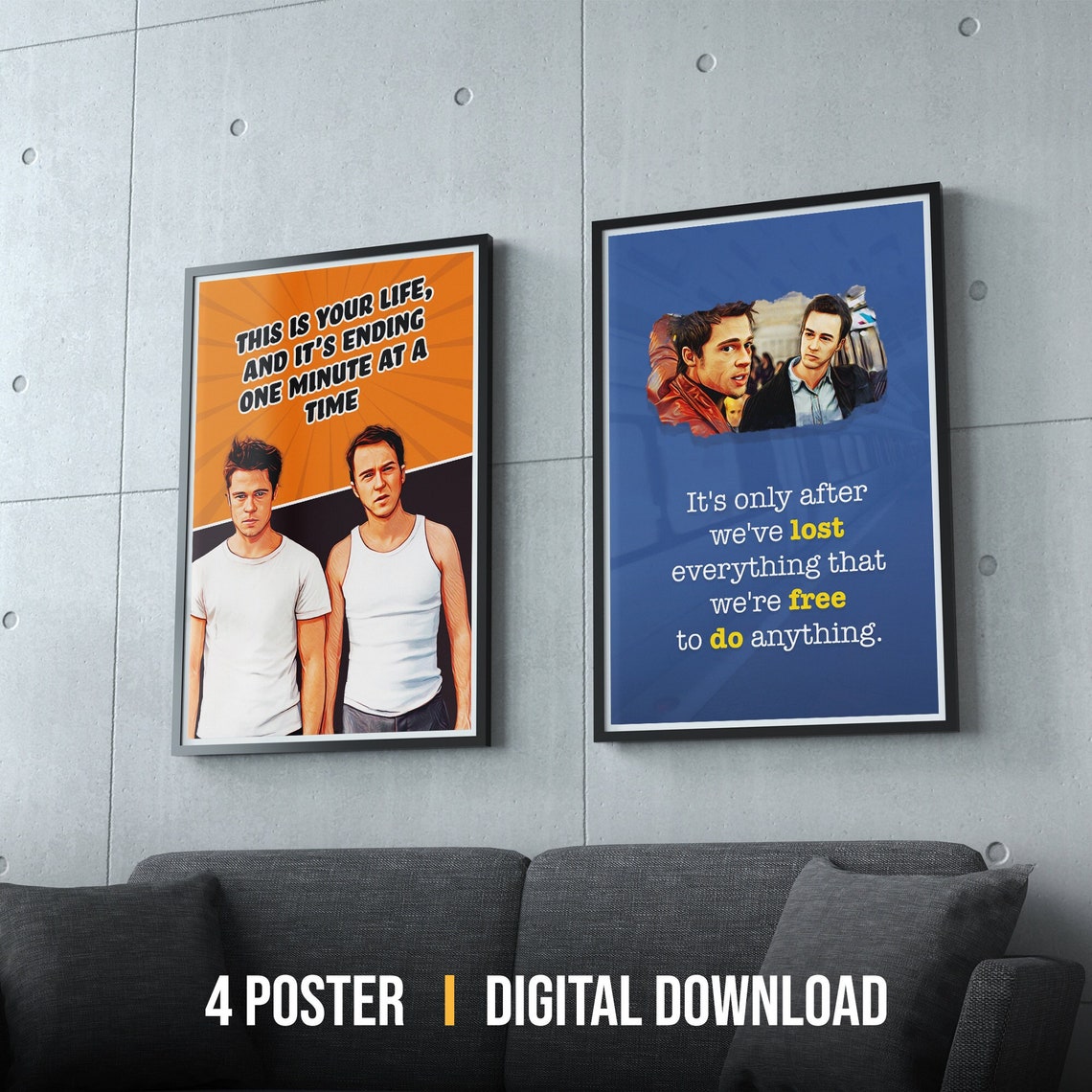 Fight Club Poster | Motivation Quotes | Movie Poster | Wall Art Print ...