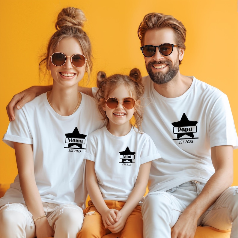 Personalized Family T-shirt Set - Stars With Name & Year of Birth. Dad ...