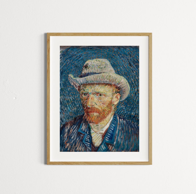Printable Vincent Van Gogh Self Portrait Print With Grey Felt Hat Home Gallery Exhibition Poster