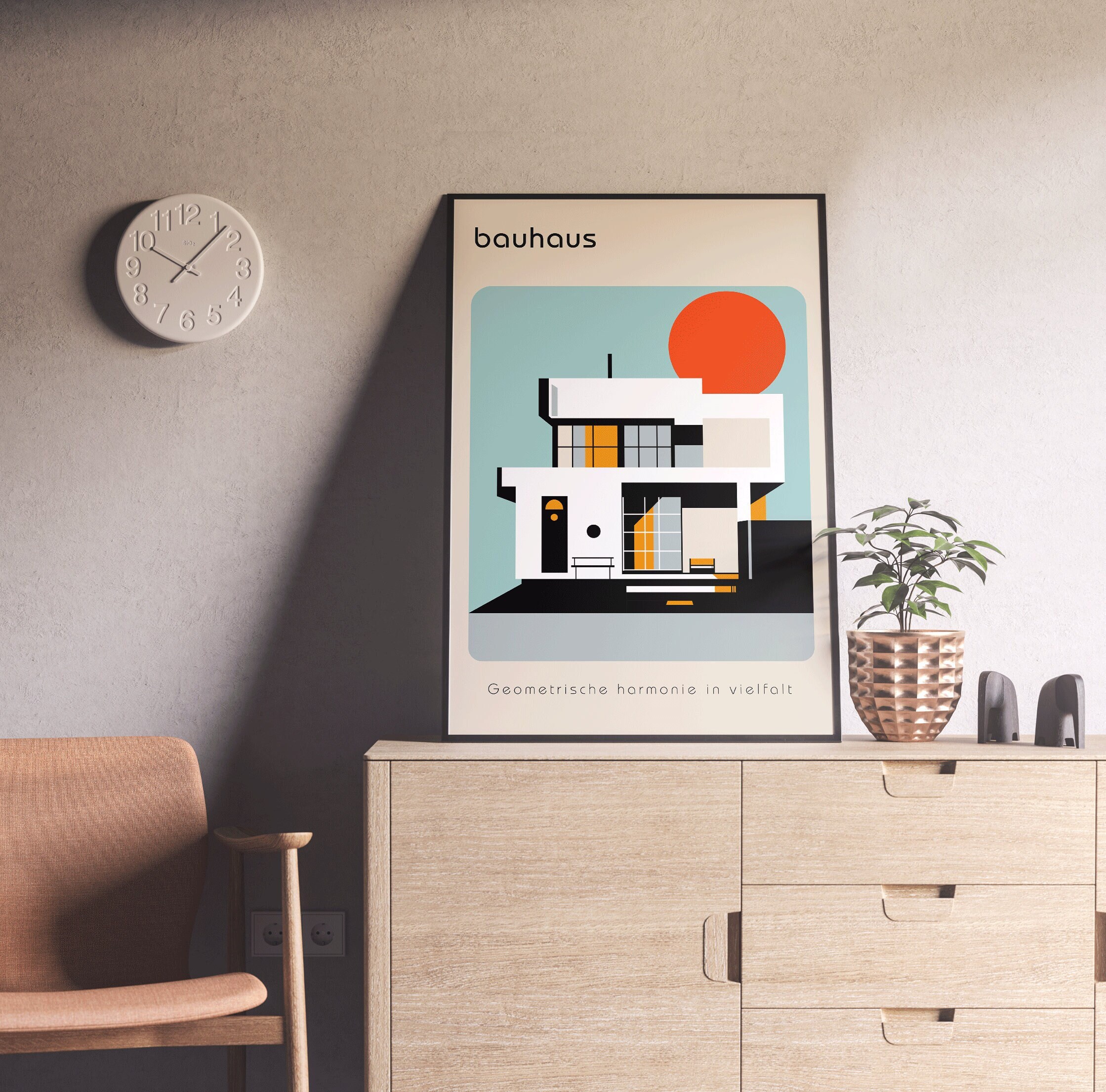 Retro House German Bauhaus Exhibition Poster Mid Century Home Decor ...