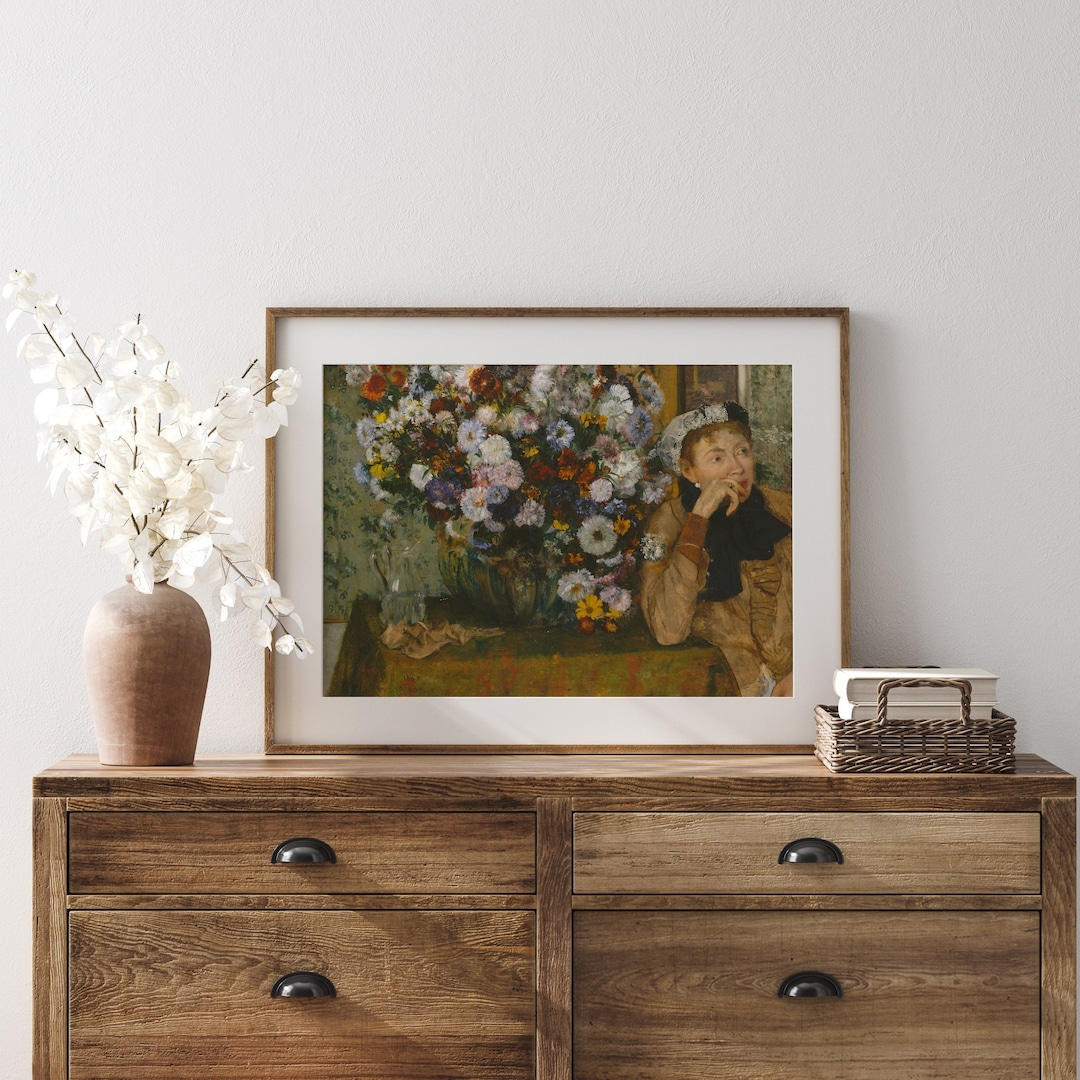 A Woman Seated Beside a Vase of Flowers by Edgar Degas, Painting in ...