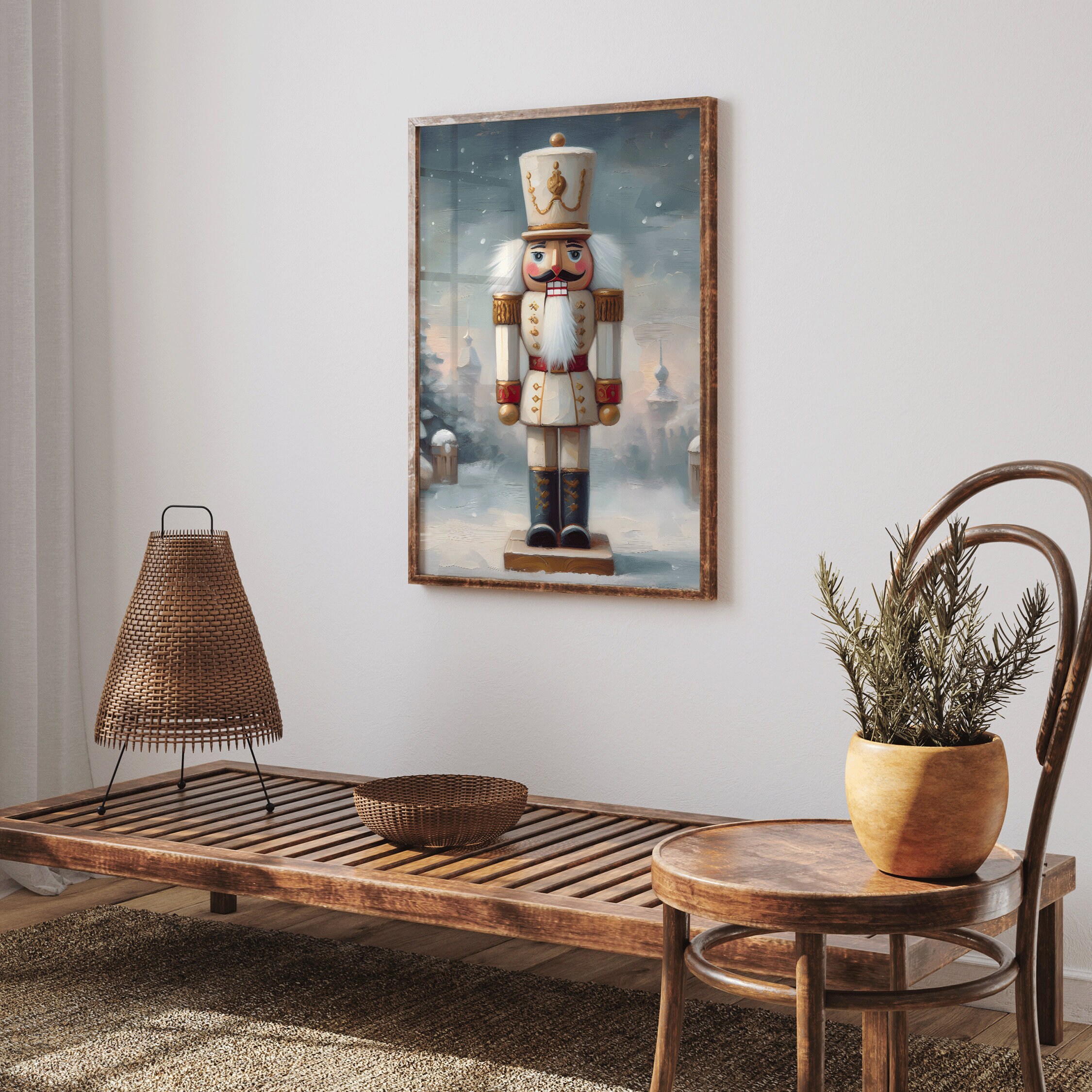 Christmas Vintage Nutcracker Oil Painting Print Wall Art Xmas Decor ...