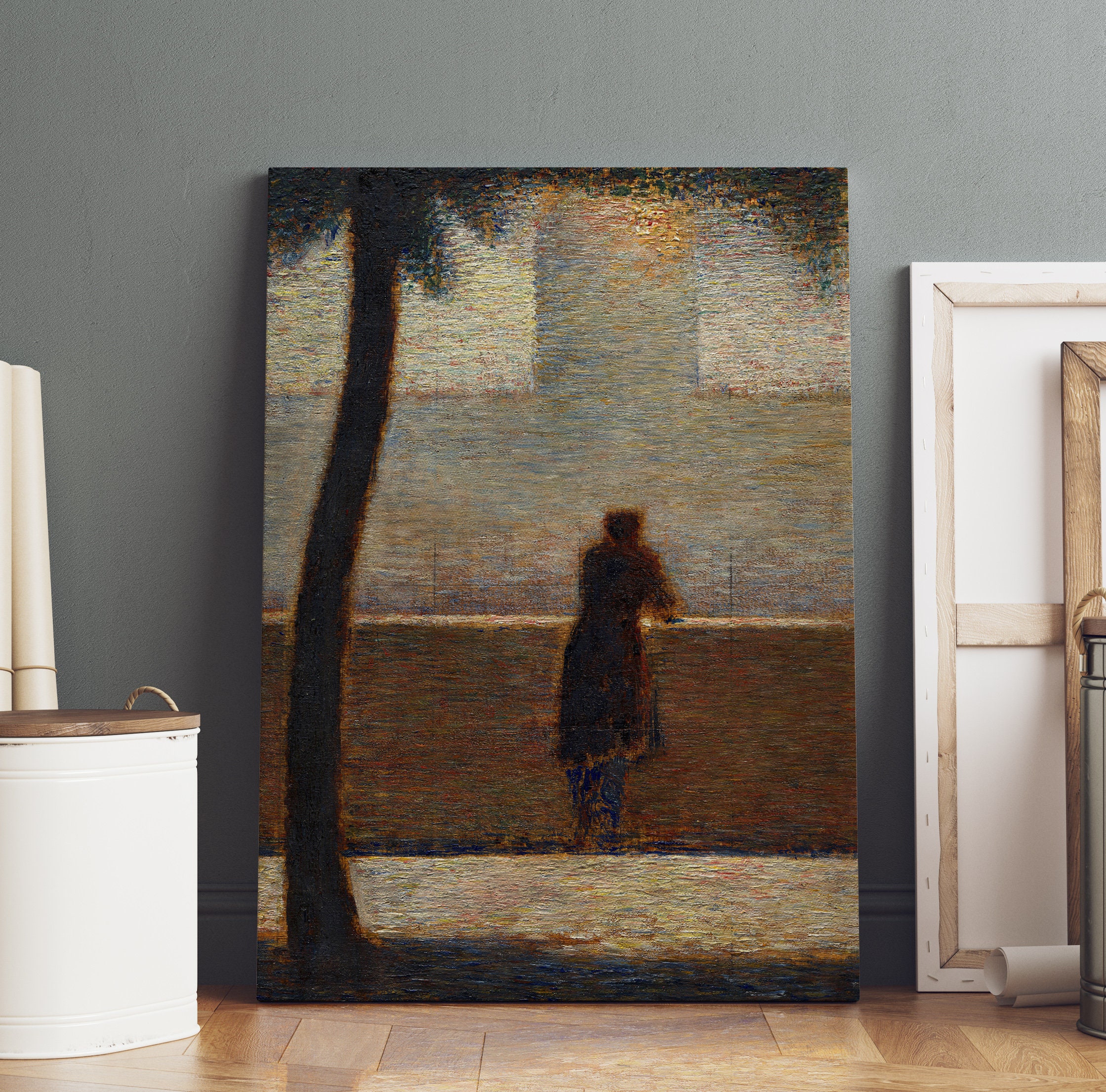 Georges Seurat Man Leaning on a Parapet Vintage Famous Painting Print ...