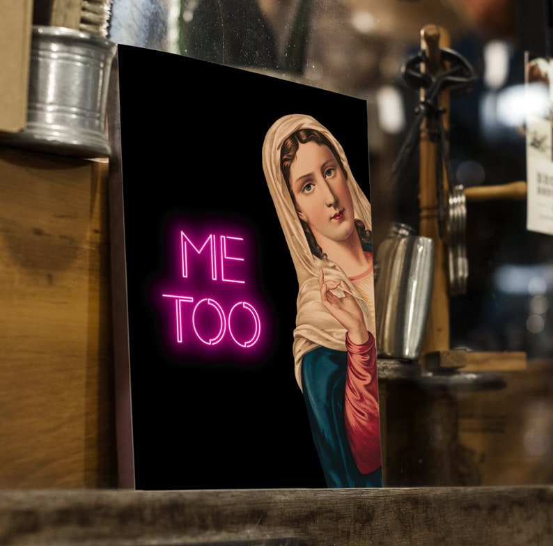 Mary Meme Me Too Funny Christian Wall Art Prints Baroque Alter Oil ...