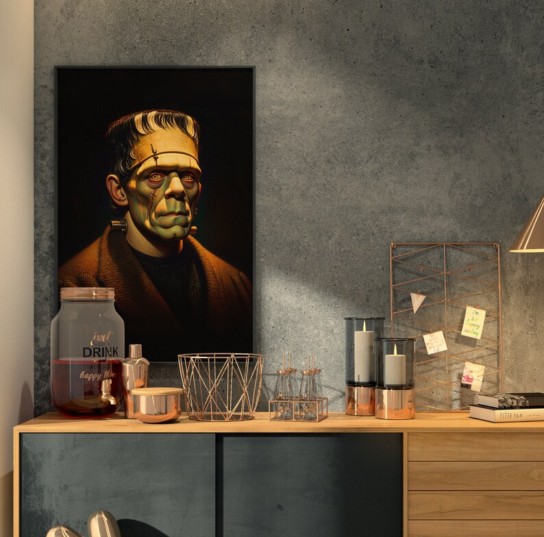 Frankenstein Portrait Classic Monsters Horror Art Gothic Wall Art Decor ...