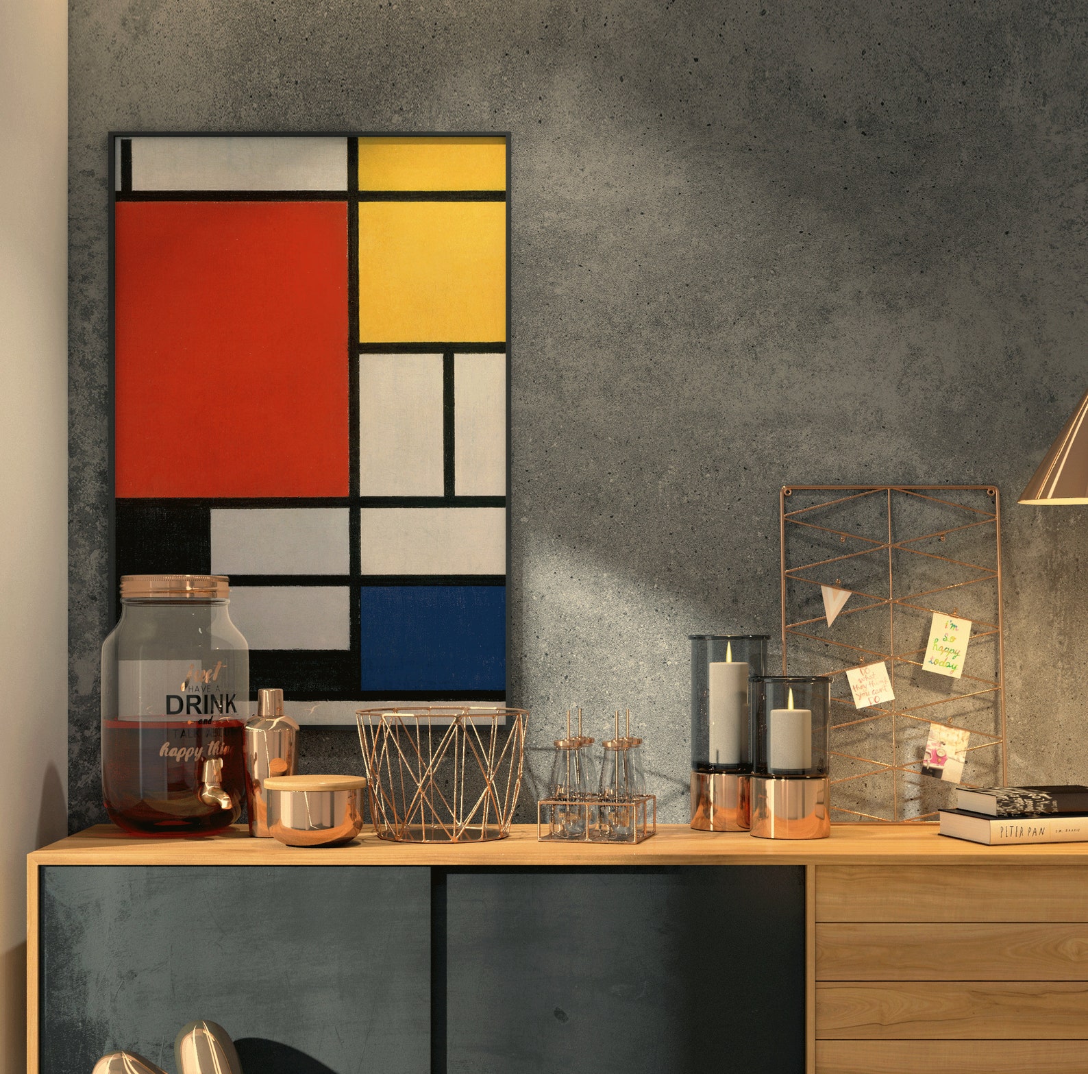 Piet Mondrian Composition With Red, Yellow, Blue, and Black Vintage ...
