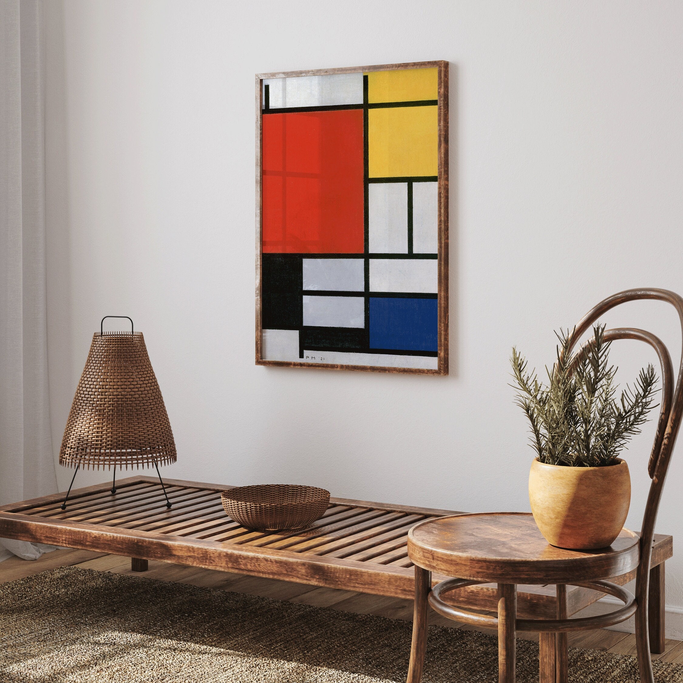 Piet Mondrian Composition With Red, Yellow, Blue, and Black Vintage ...