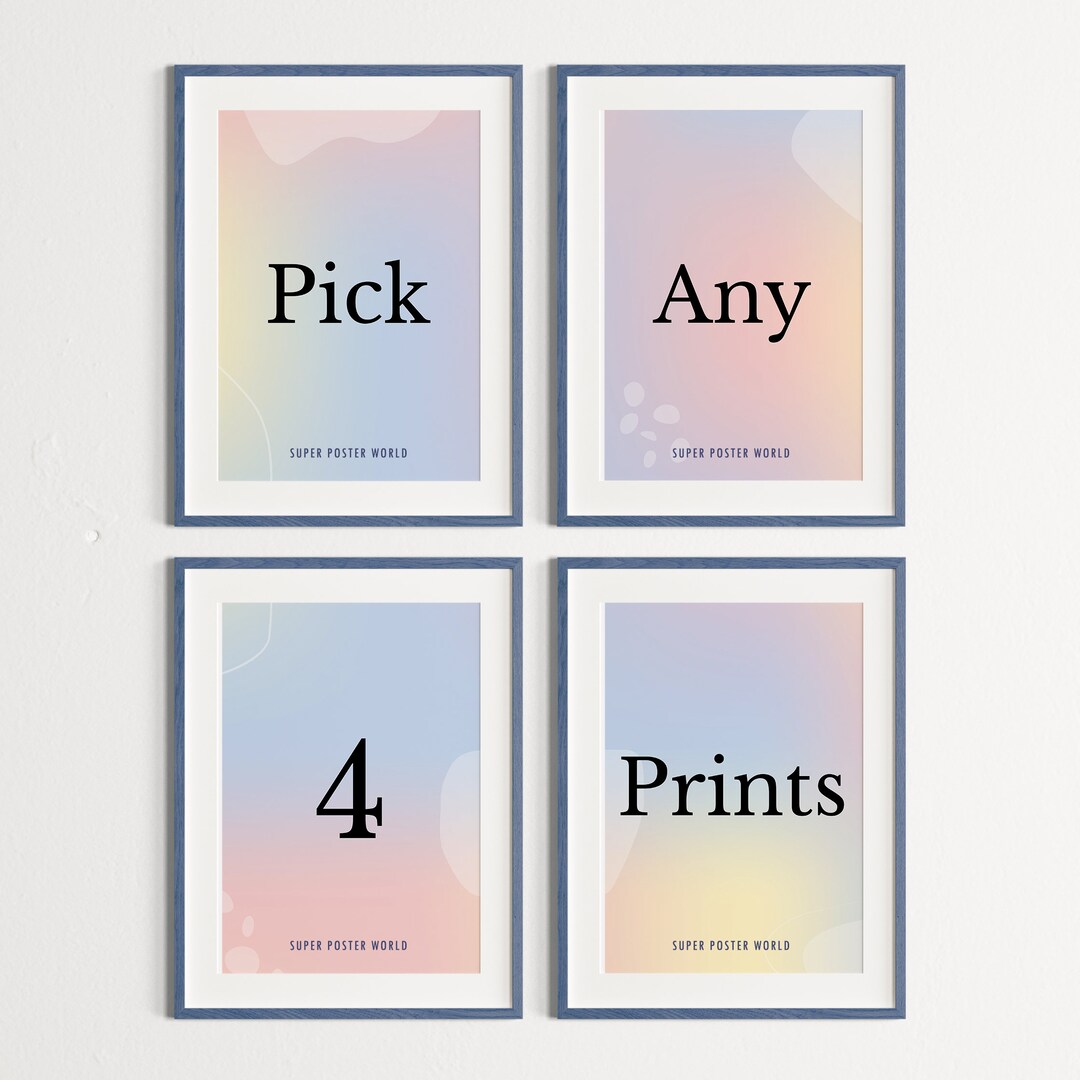 Personalised Set of 4 Digital Prints Create Your Own Gallery Wall Art ...