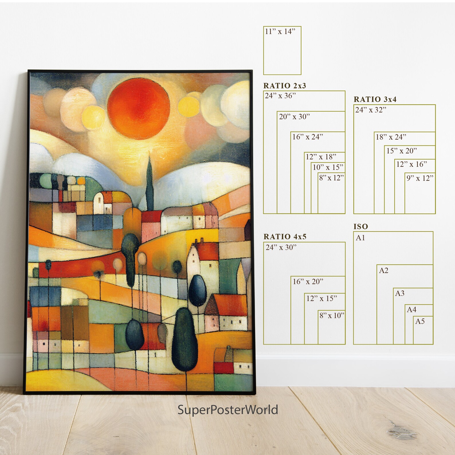 Paul Klee Inspired Landscape Art Cubist Style Painting Fine Art ...