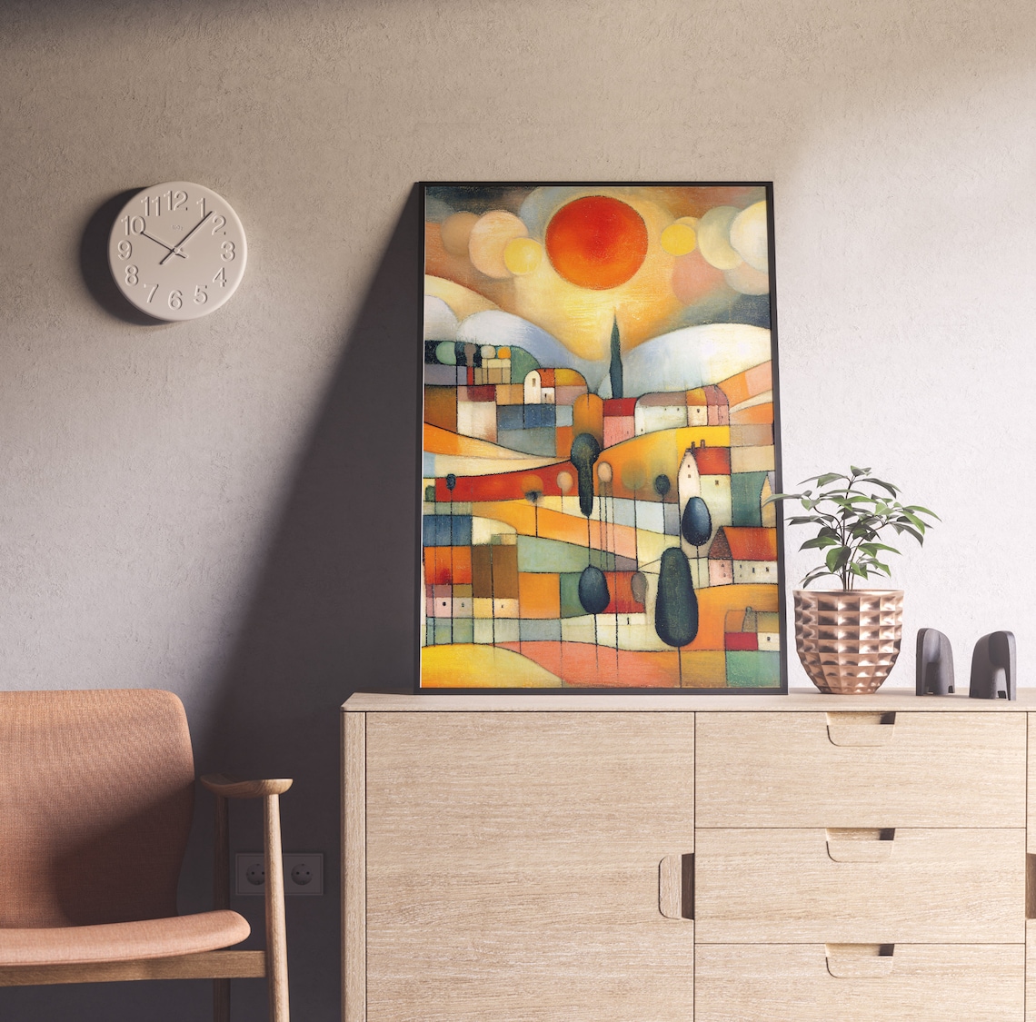 Paul Klee Inspired Landscape Art Cubist Style Painting Fine Art ...