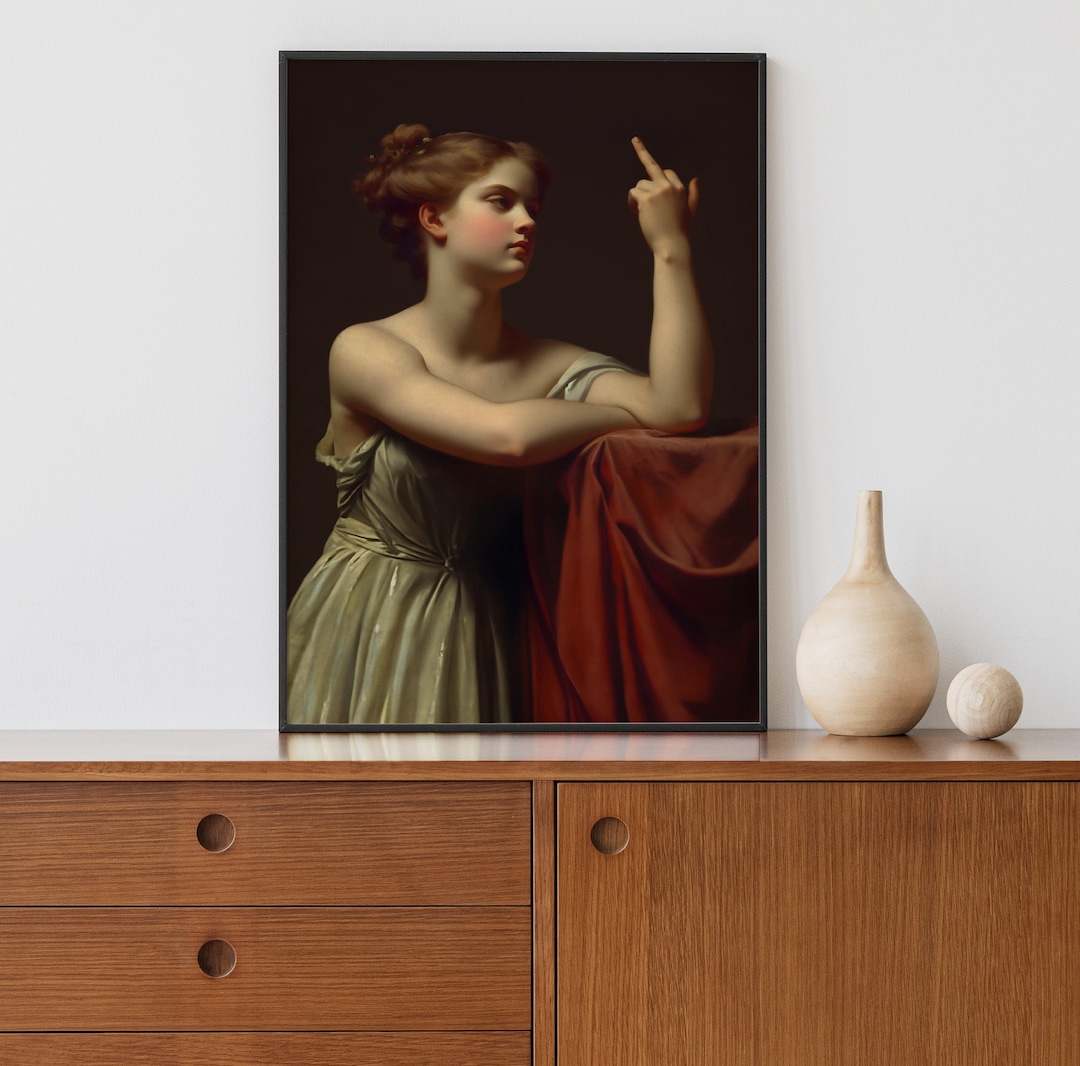 Middle Finger Woman Altered Art Print | Funny Vintage Portrait Wall Art ...
