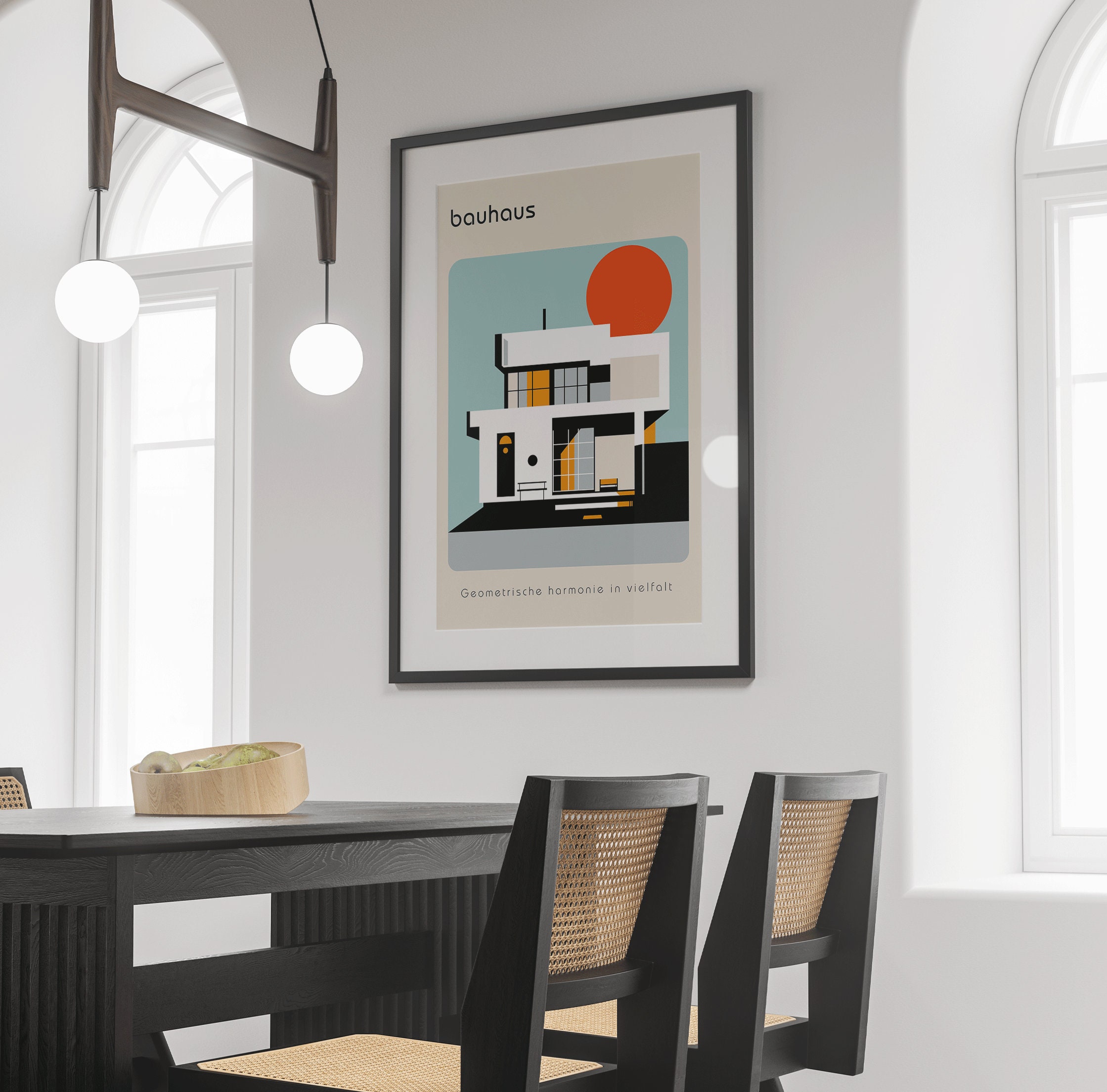 Retro House German Bauhaus Exhibition Poster Mid Century Home Decor ...