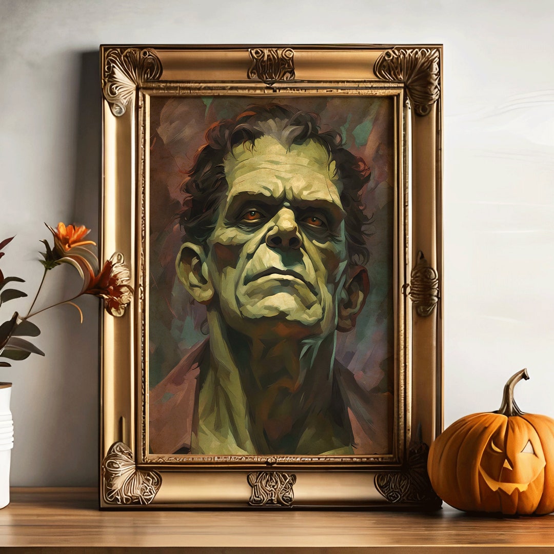 Horror Art Frankenstein Portrait Gothic Wall Art Decor Classic Monsters ...