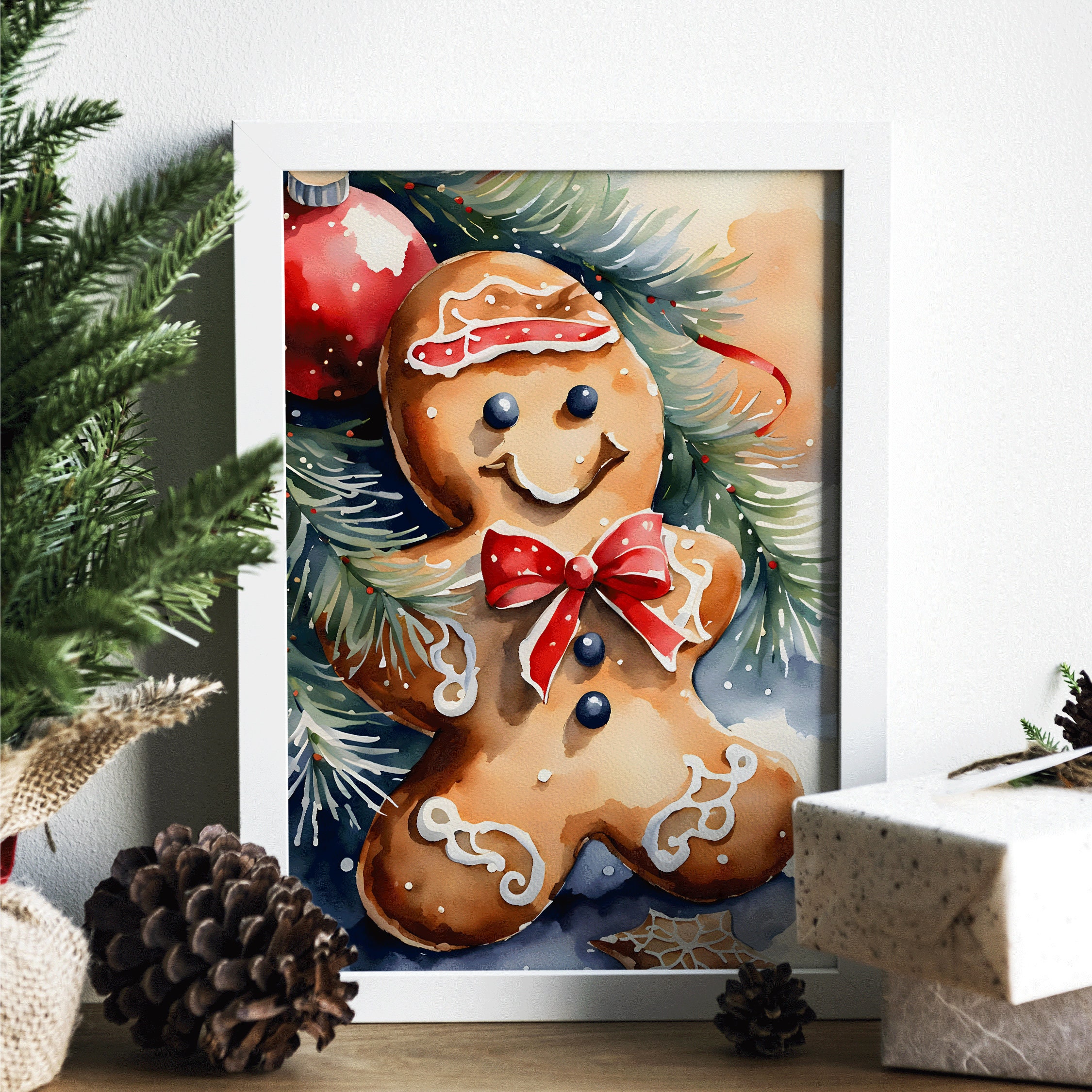 Christmas Gingerbread Man Printable Cookie Wall Art Print Decor ...