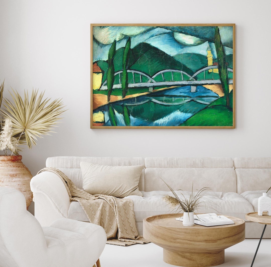 Schiller “landscape With Bridge” 1922 Print | Slovak Modernist River ...