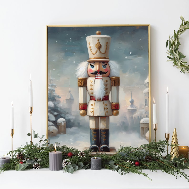 Christmas Vintage Nutcracker Oil Painting Print Wall Art Xmas Decor ...