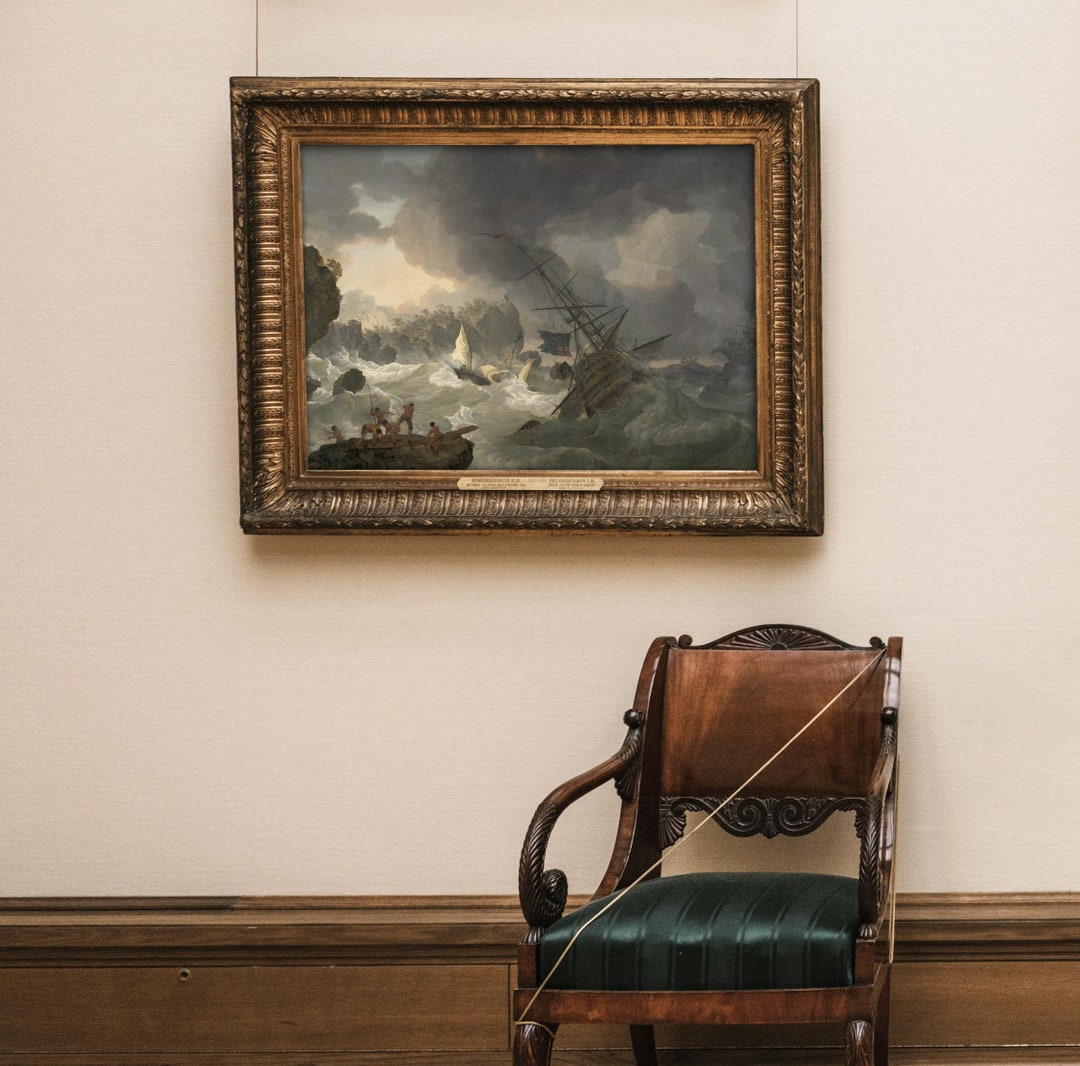 The Shipwreck by Hendrik Kobell, Vintage Seascape Oil Painting ...