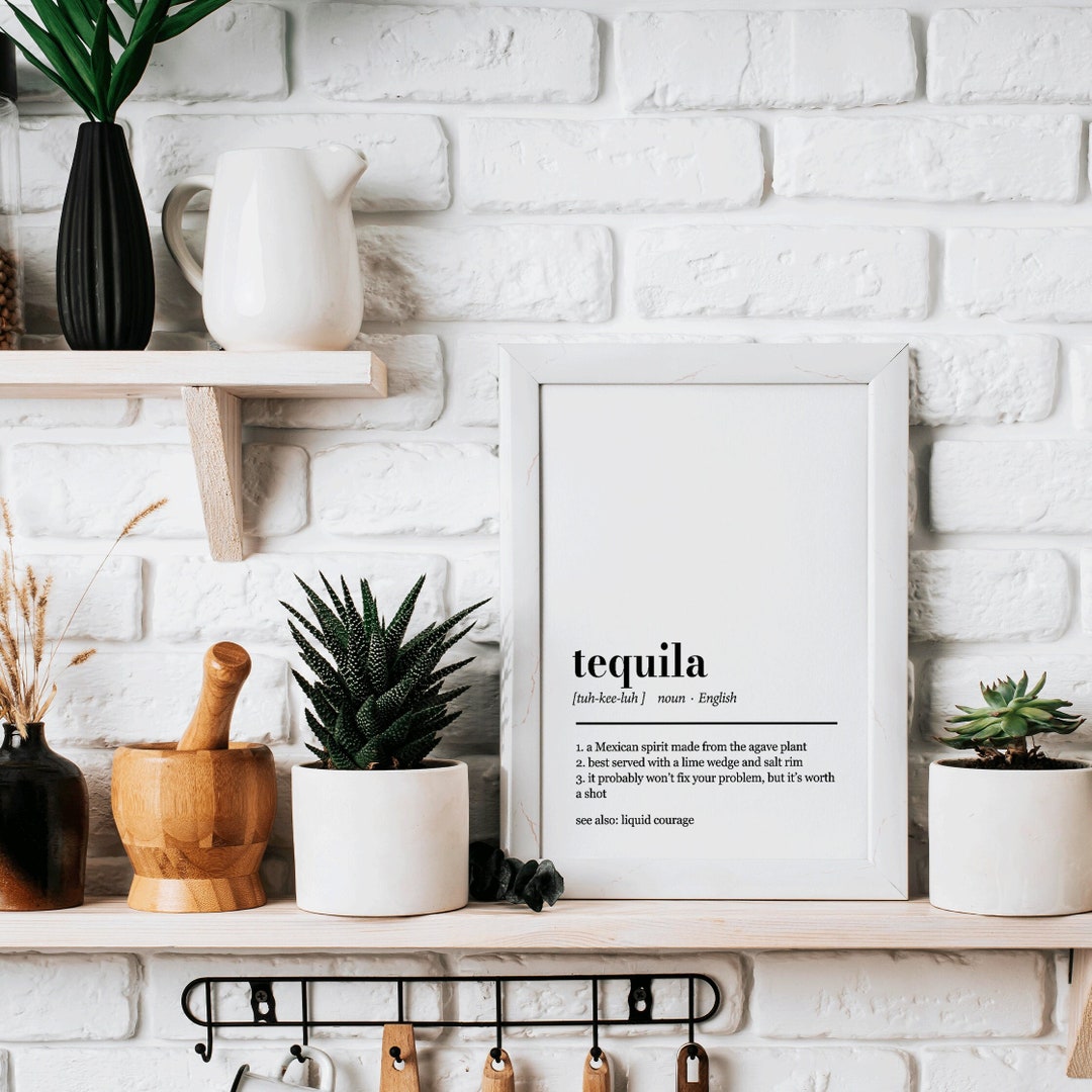 Tequila Definition Poster – Funny Bar Cart Printable, Minimalist Wall ...