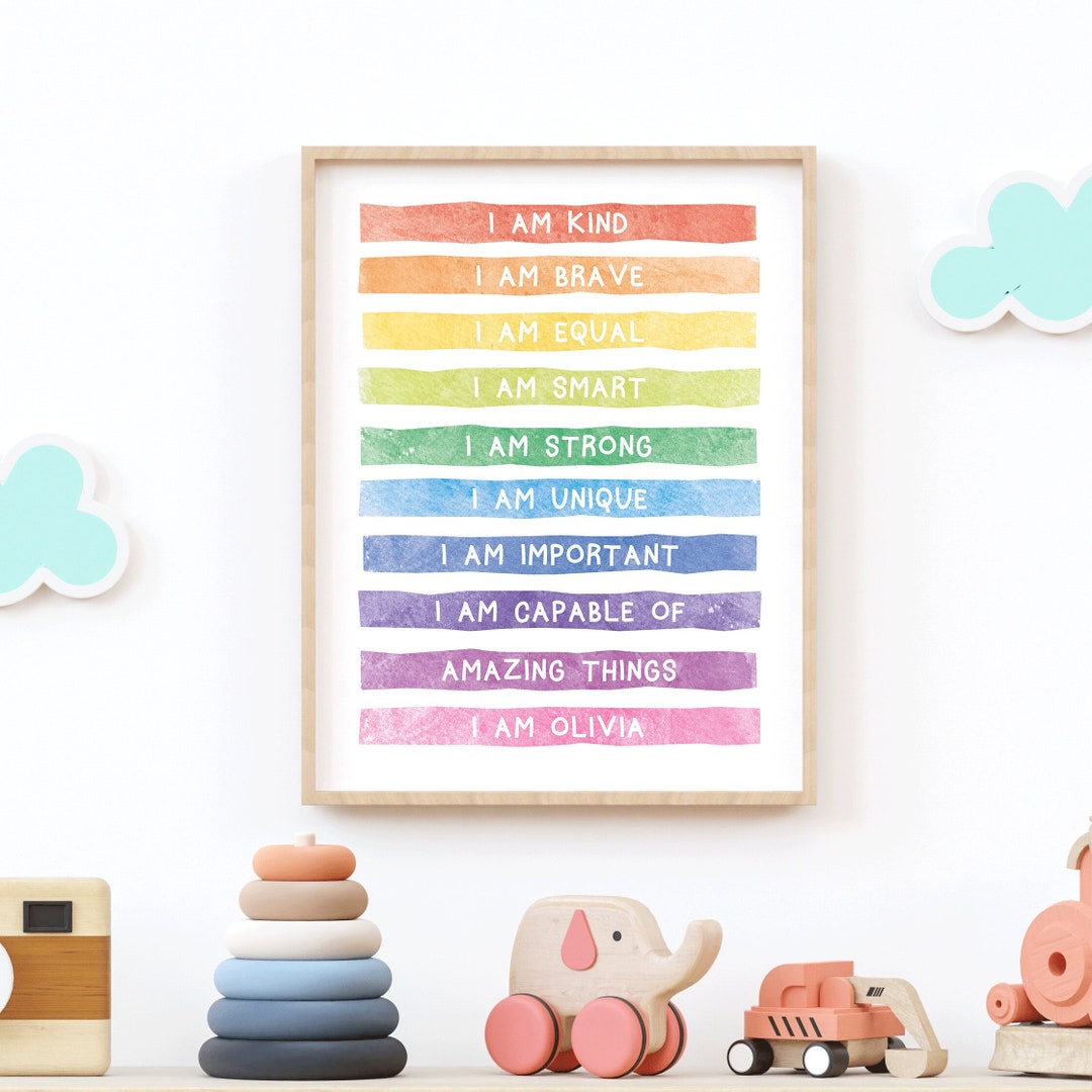 Personalised Girl Affirmation Print – I Am Brave, Strong, Kind ...