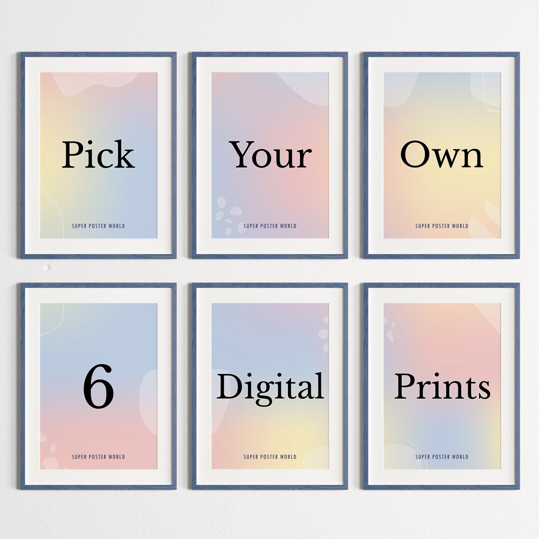 Pick Any 6 Digital Prints Personalised Printable Art Set Custom Gallery ...