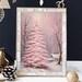 Vintage Pink Christmas Tree Poster Printable Oil Painting Art Print ...
