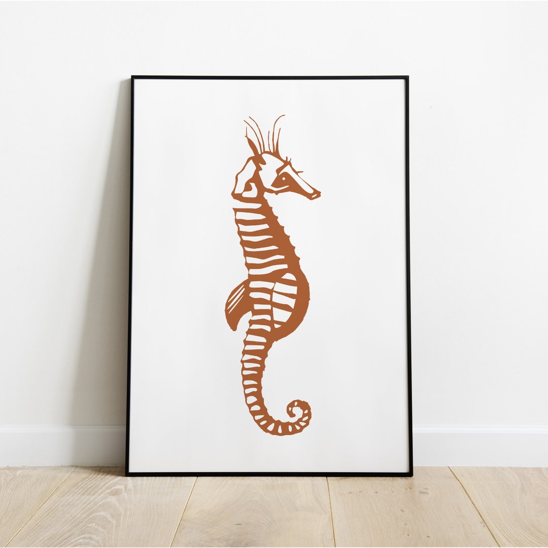 Boho Style Seahorse Beach House Wall Art Poster Neutral Coastal Decor ...