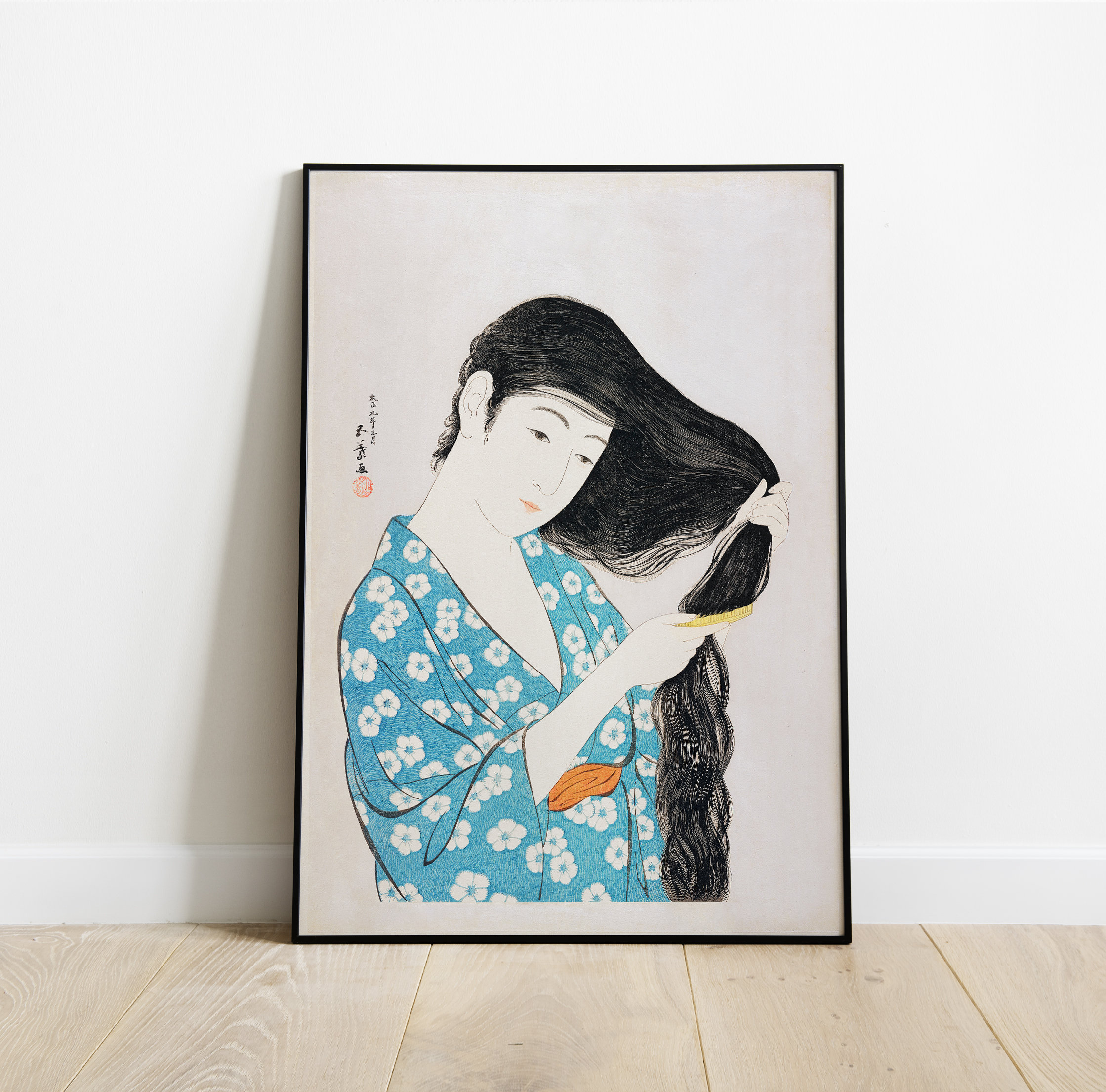 Hashiguchi Goyo Woman Combing Her Hair 1920 Taisho Period Vintage Ukiyo ...