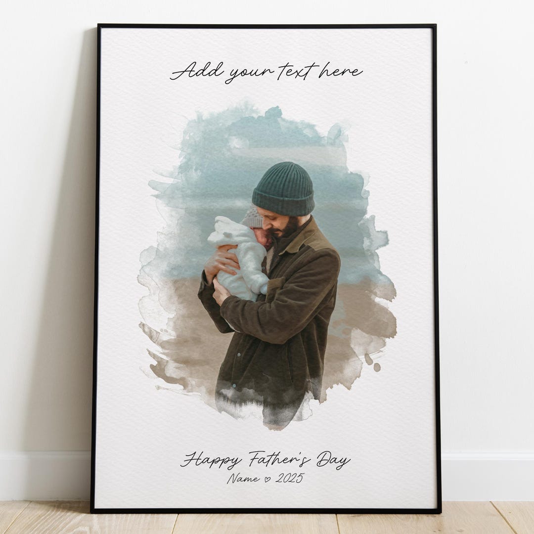 Custom Dad Portrait From Photo, Personalised Watercolor Family Art ...