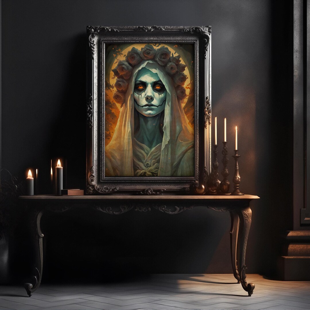 Ghost Portrait Wall Art Print, Creepy Goth Wall Decor, Dark Academia ...