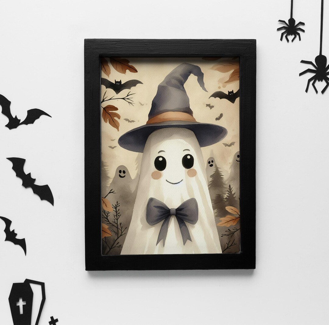 Halloween Cute Ghost, Kids Print Home Decor, Dark Academia, Gothic ...