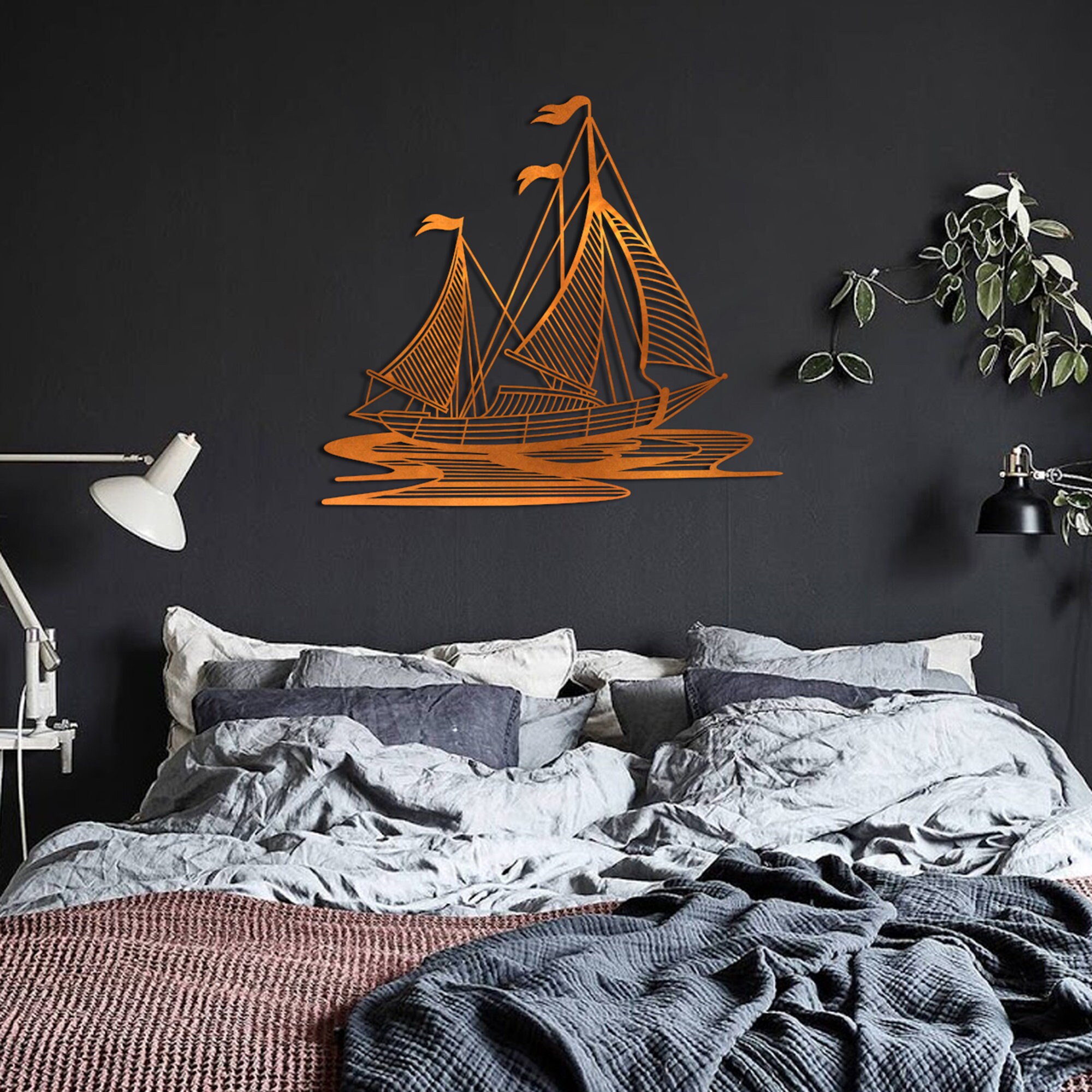 Sailbot Metal Wall Art, Nautical Metal Wall Art, Sailing Wall Hanging ...