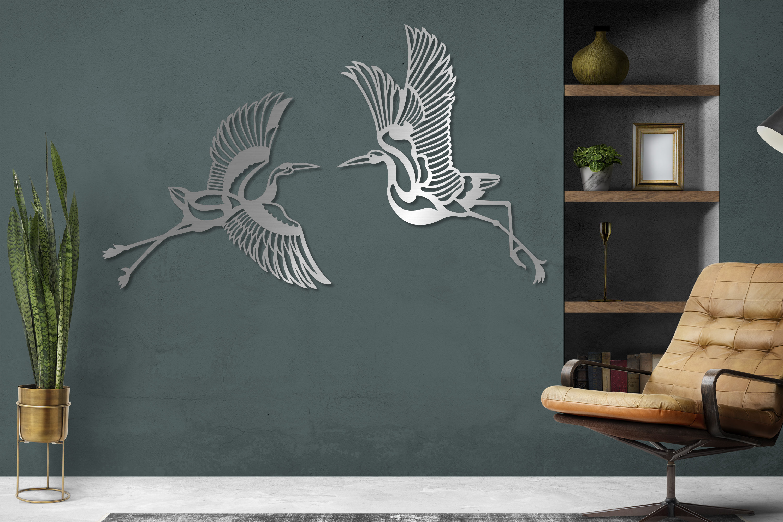 Cranes Metal Wall Art Set of 2 Birds Metal Crane Wall Decor - Etsy