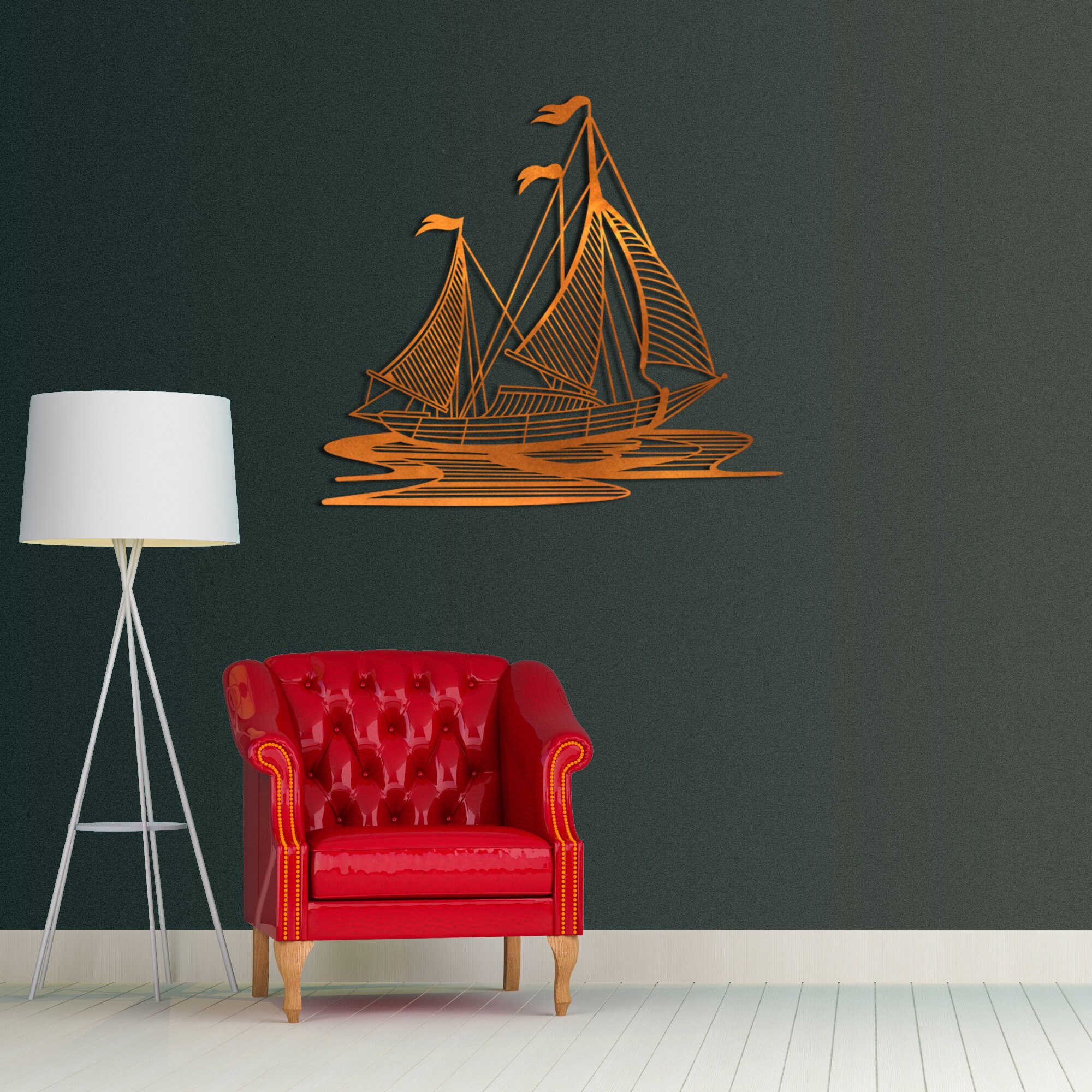 Sailbot Metal Wall Art, Nautical Metal Wall Art, Sailing Wall Hanging ...
