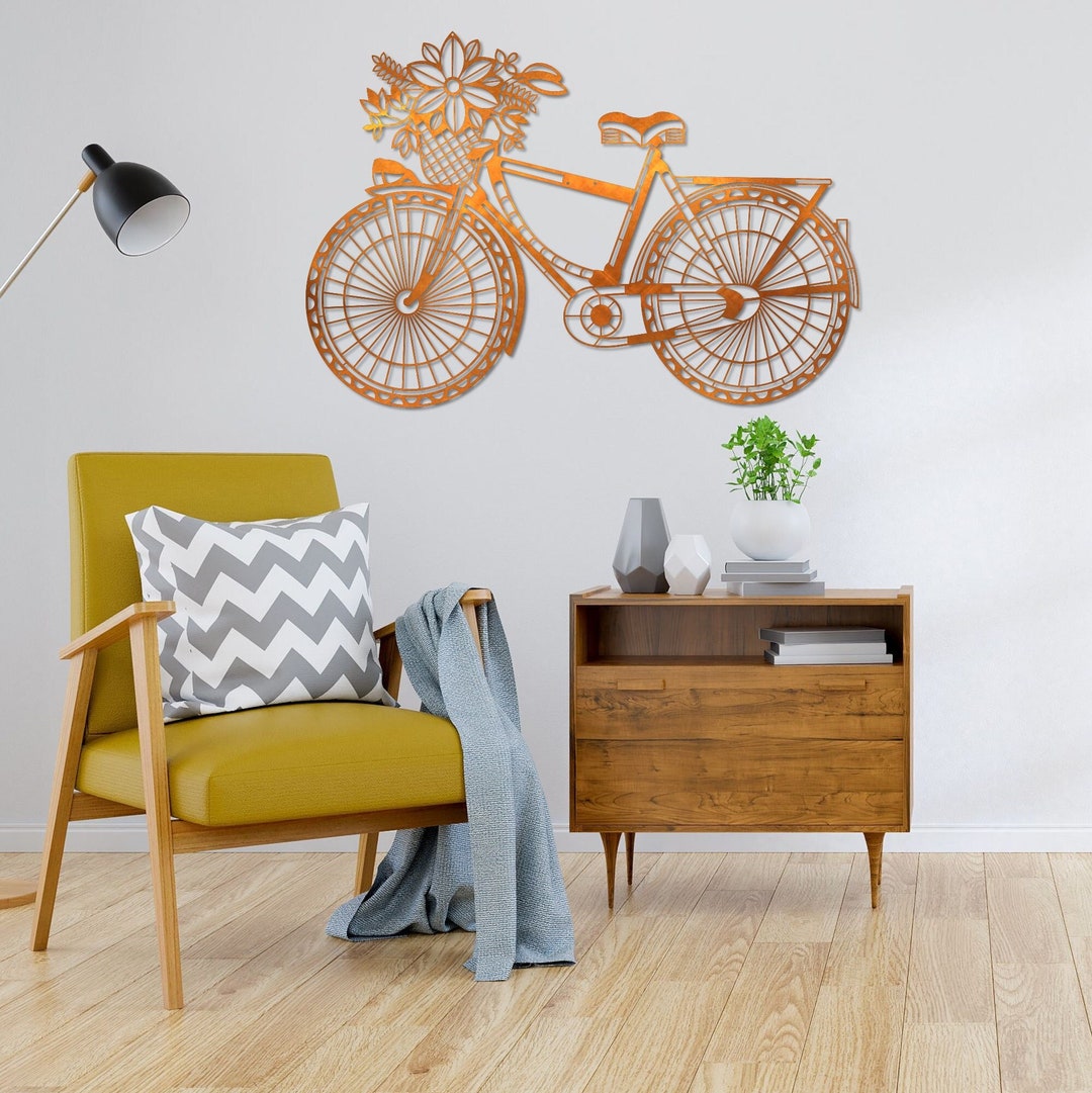 Floral Bicycle Metal Wall Art, Cycling Decor (31.5x21 In) - Etsy