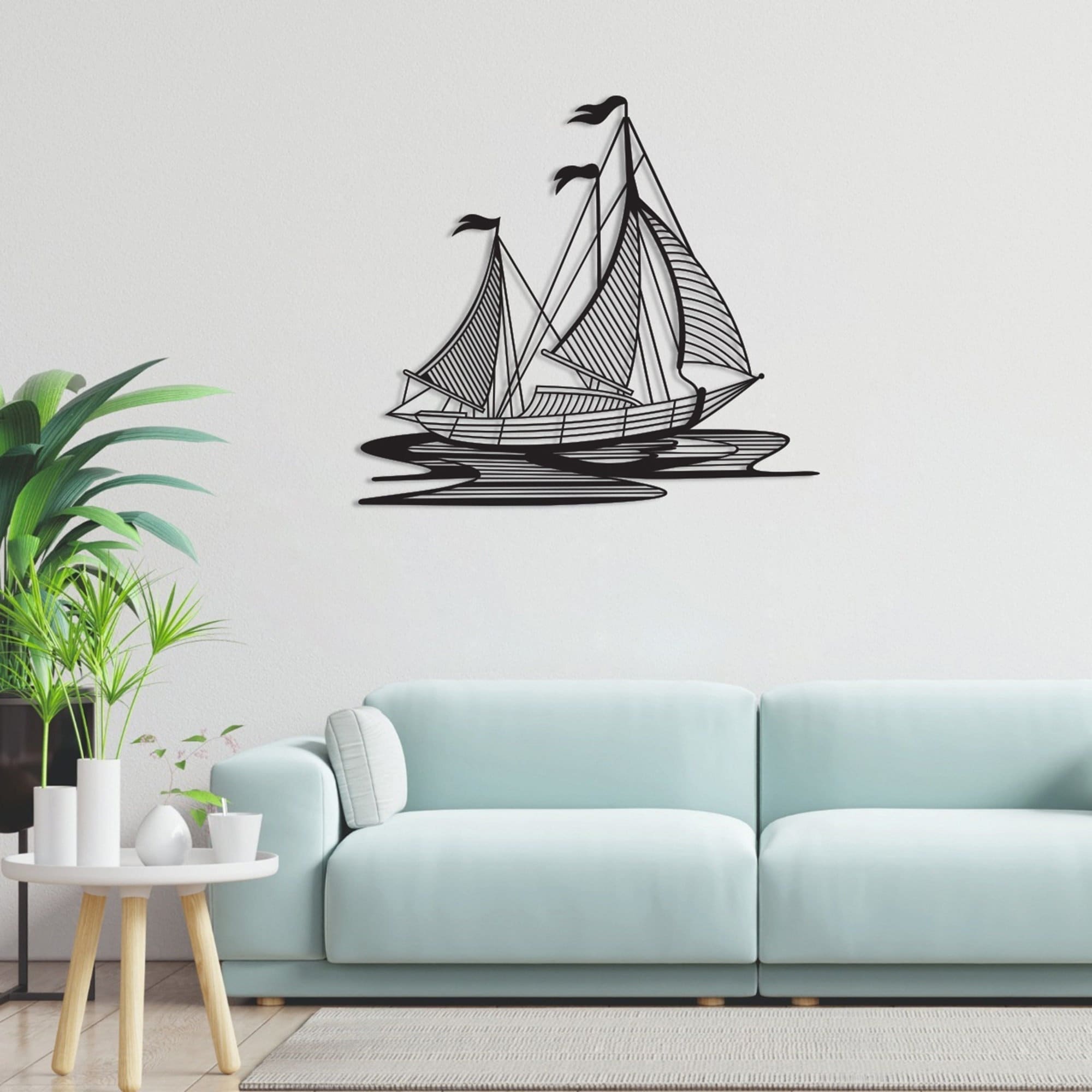 Sailbot Metal Wall Art, Nautical Metal Wall Art, Sailing Wall Hanging ...