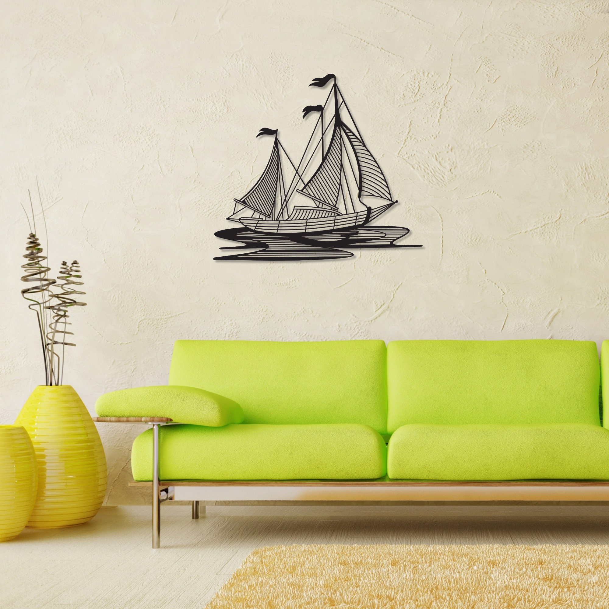Sailbot Metal Wall Art, Nautical Metal Wall Art, Sailing Wall Hanging ...