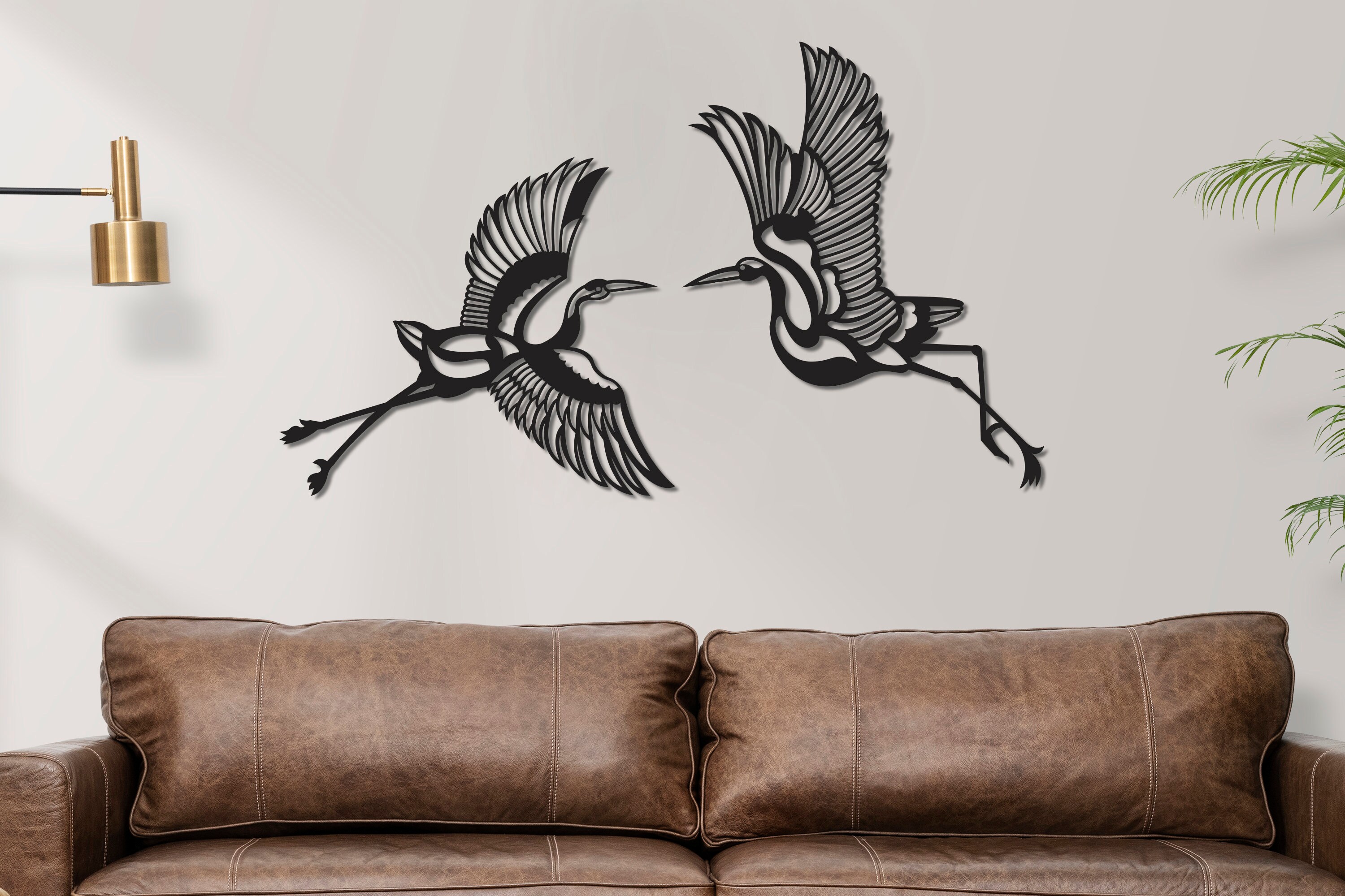 Cranes Metal Wall Art, Set of 2 Birds Metal Crane Wall Decor, Birds ...