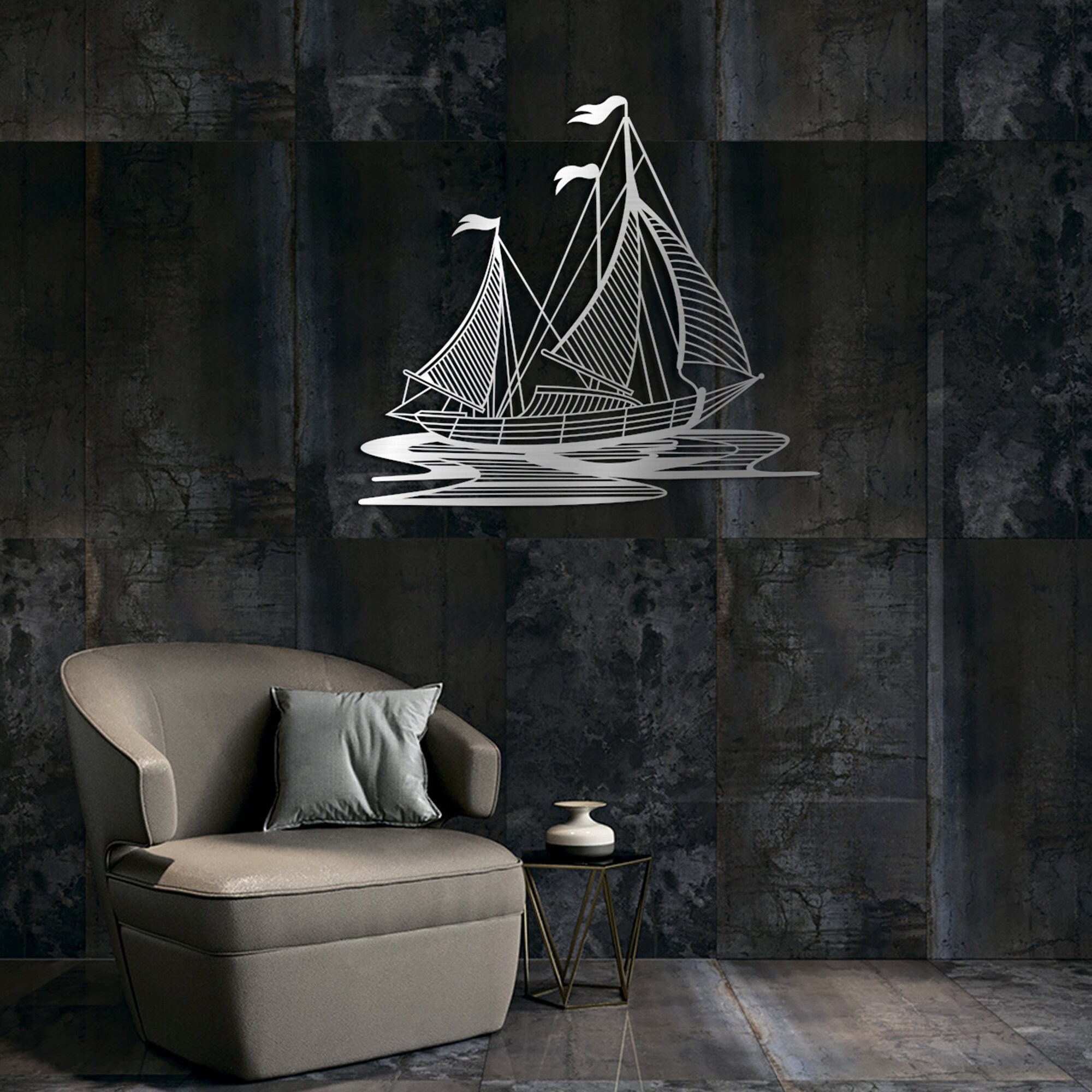 Sailbot Metal Wall Art, Nautical Metal Wall Art, Sailing Wall Hanging ...