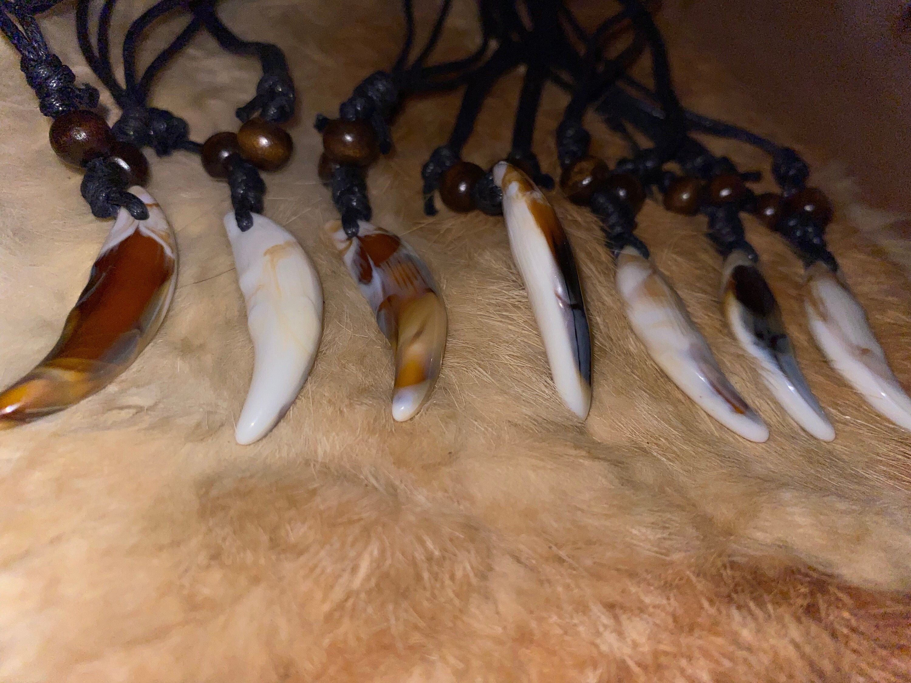 Wolf Faux Yak Bone Teeth Norse Viking Pendant With Beads - Etsy UK